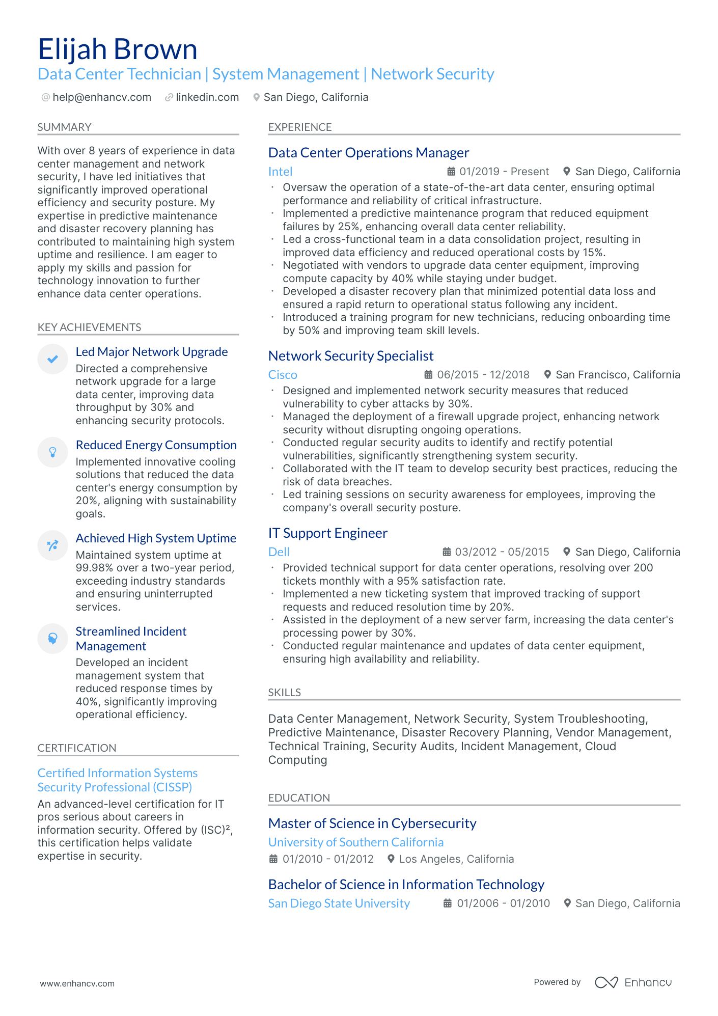 6 Data Center Technician Resume Examples & Guide for 2025