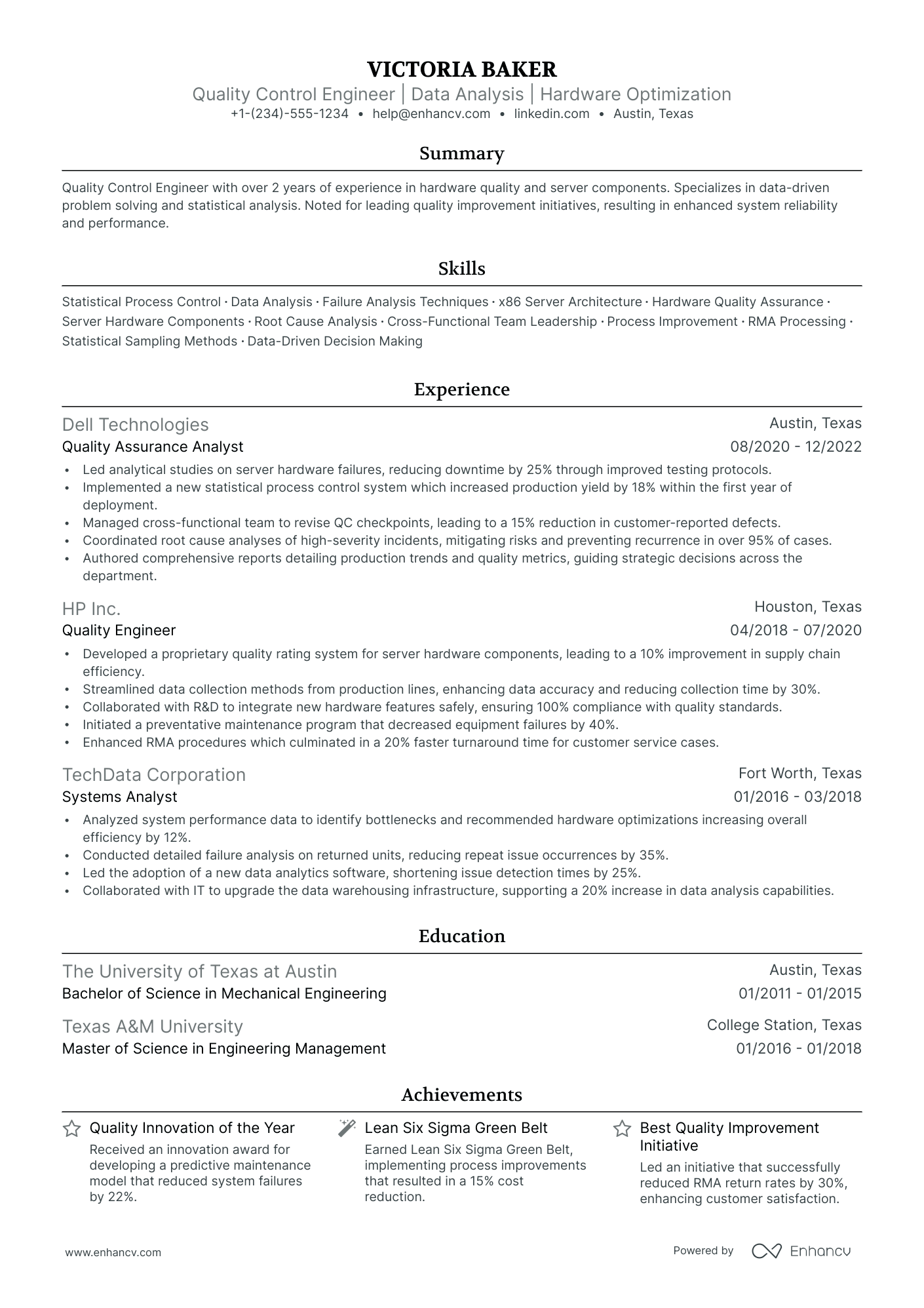 5 Quality Control Engineer Resume Examples & Guide for 2024