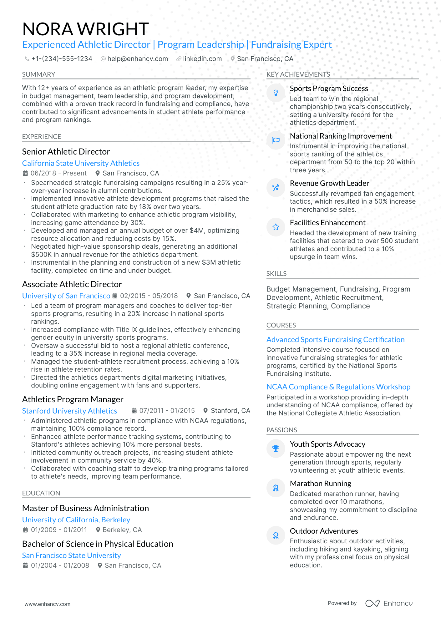 10 Athletic Director Resume Examples & Guide for 2025