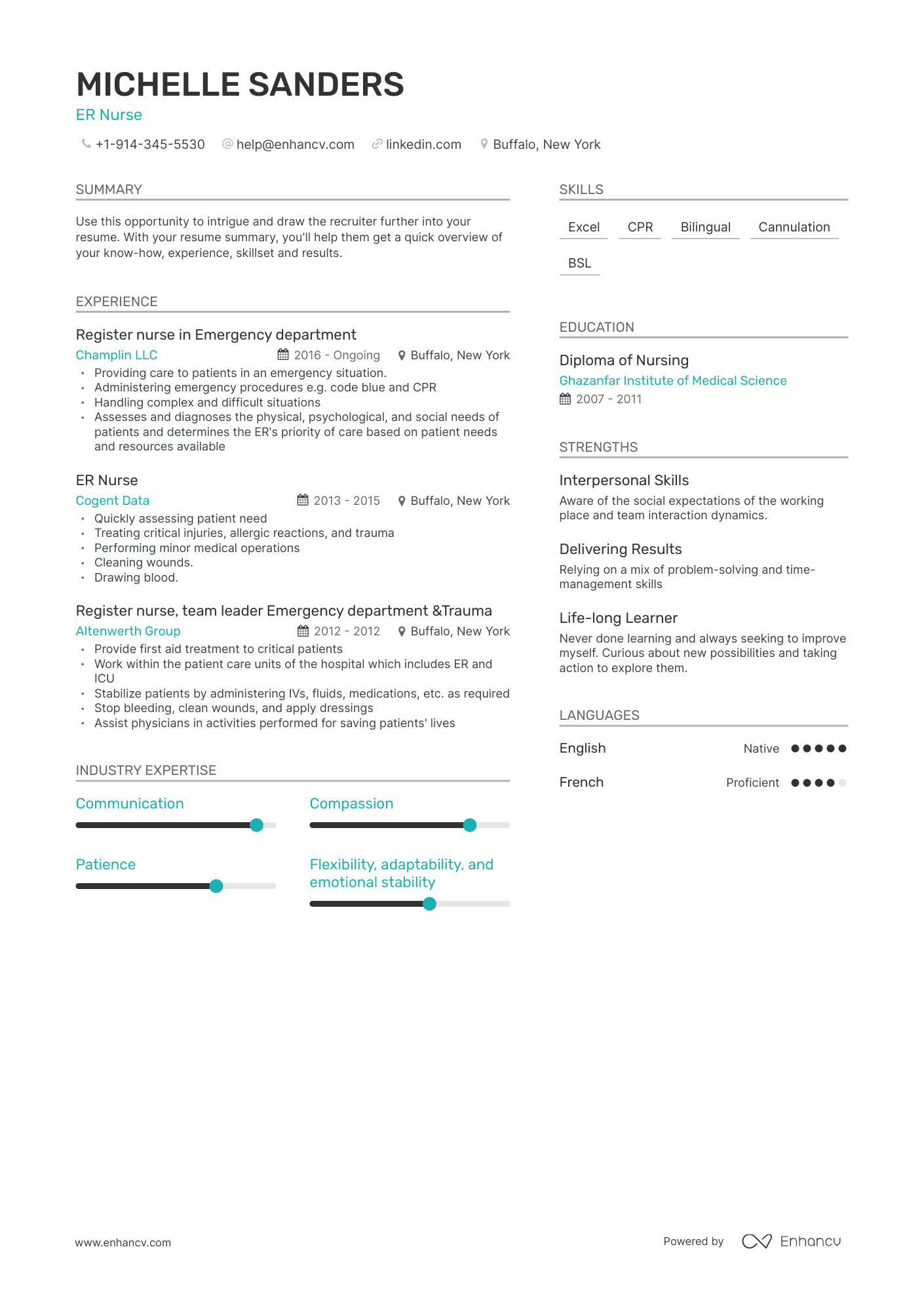 ER Nurse Resume Examples & Guide for 2023 (Layout, Skills, Keywords ...