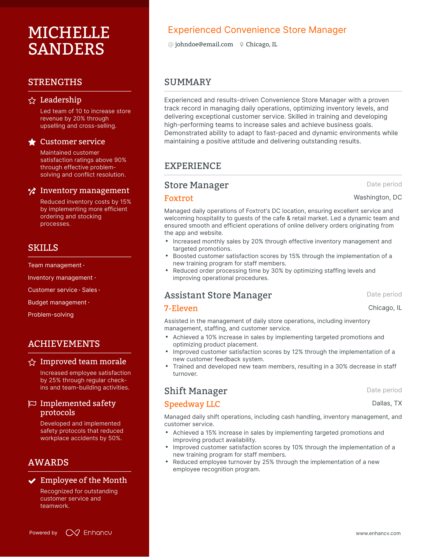 5 Convenience Store Manager Resume Examples & Guide for 2023