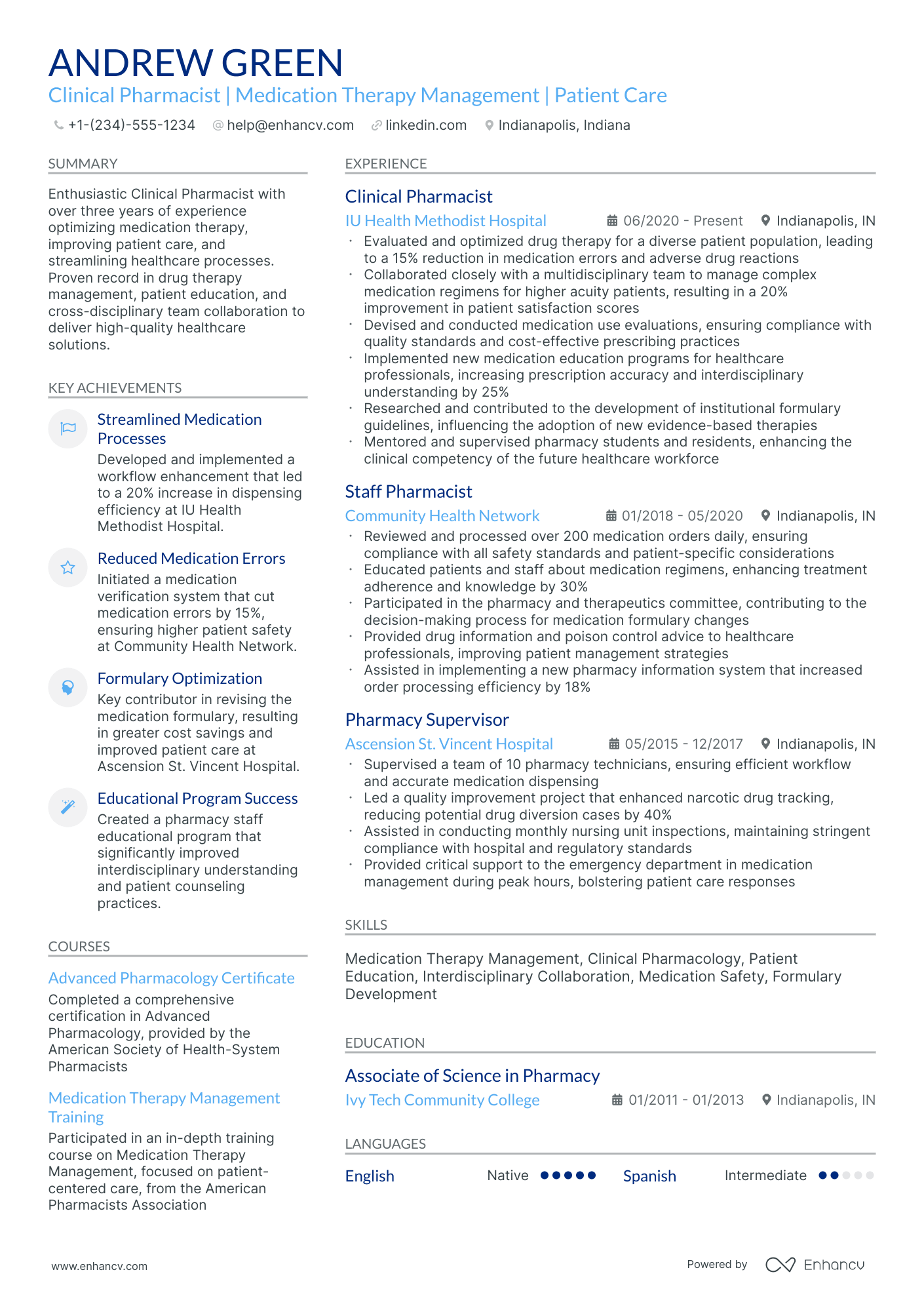 10 Hospital Pharmacist Resume Examples & Guide for 2026