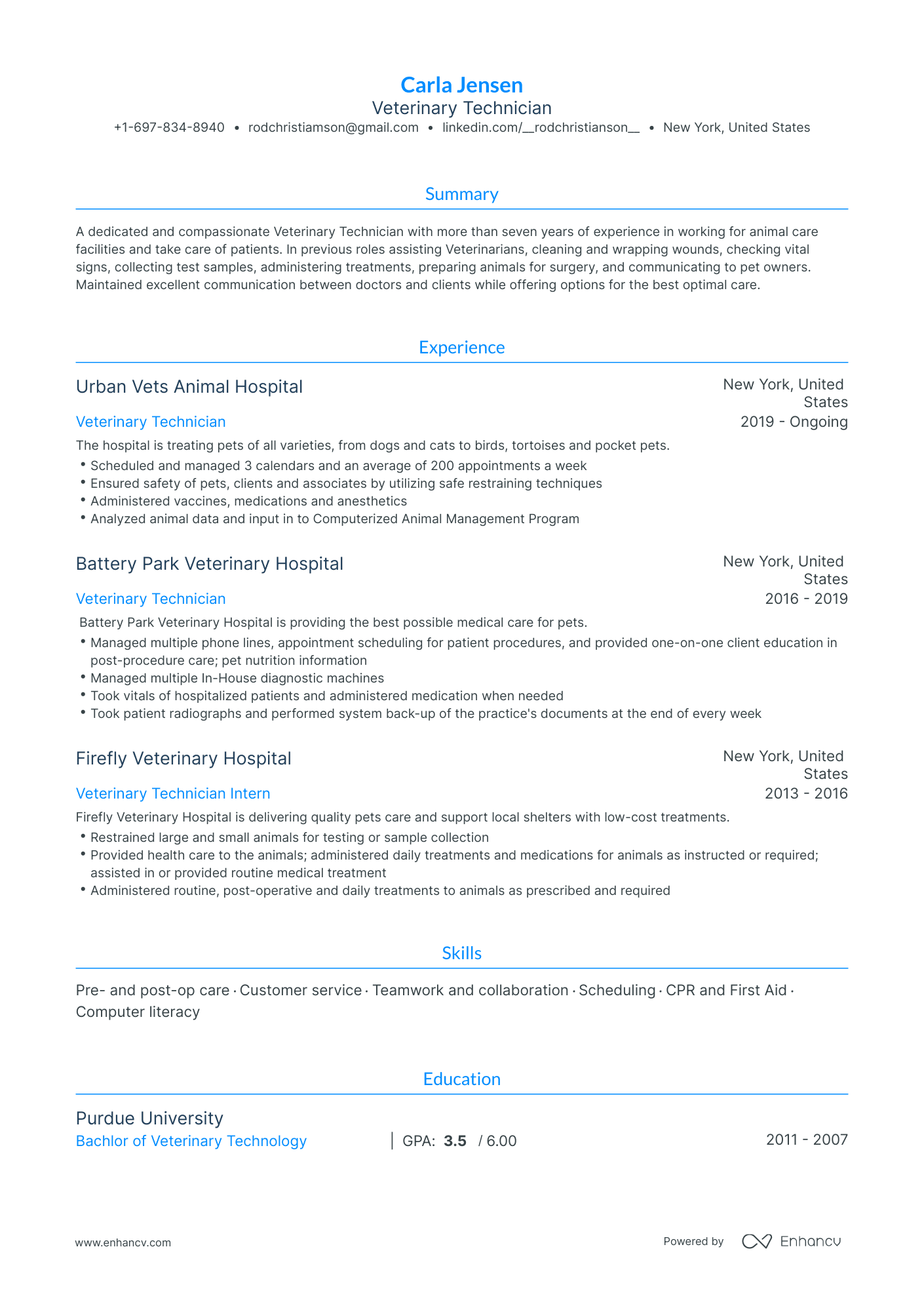 Veterinary Technician Resume Examples & Guide for 2023 (Layout, Skills ...