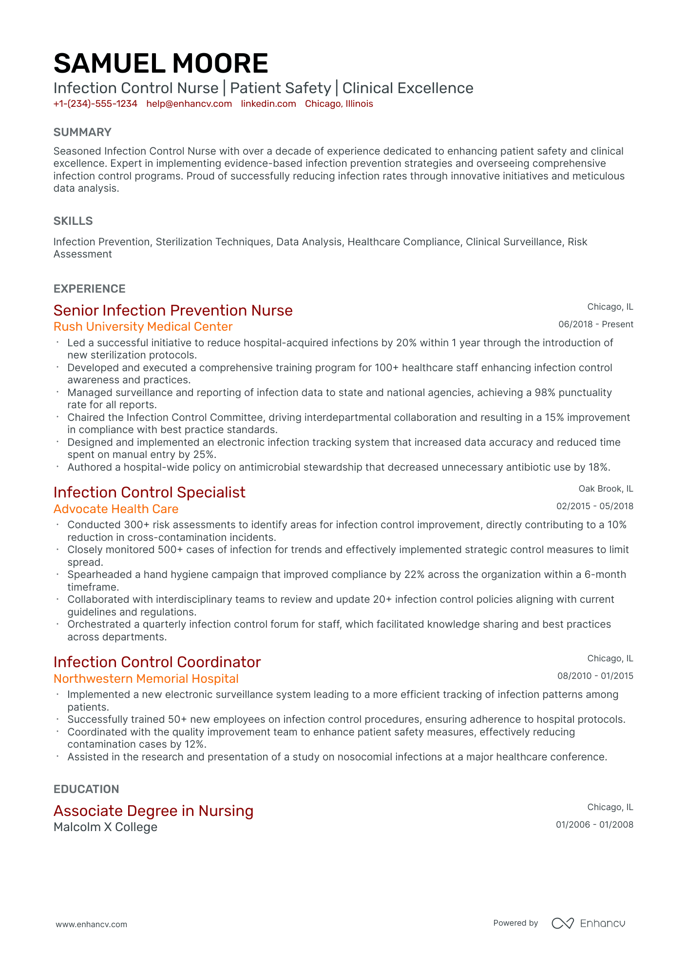 10 Infection Control Nurse Resume Examples & Guide for 2026