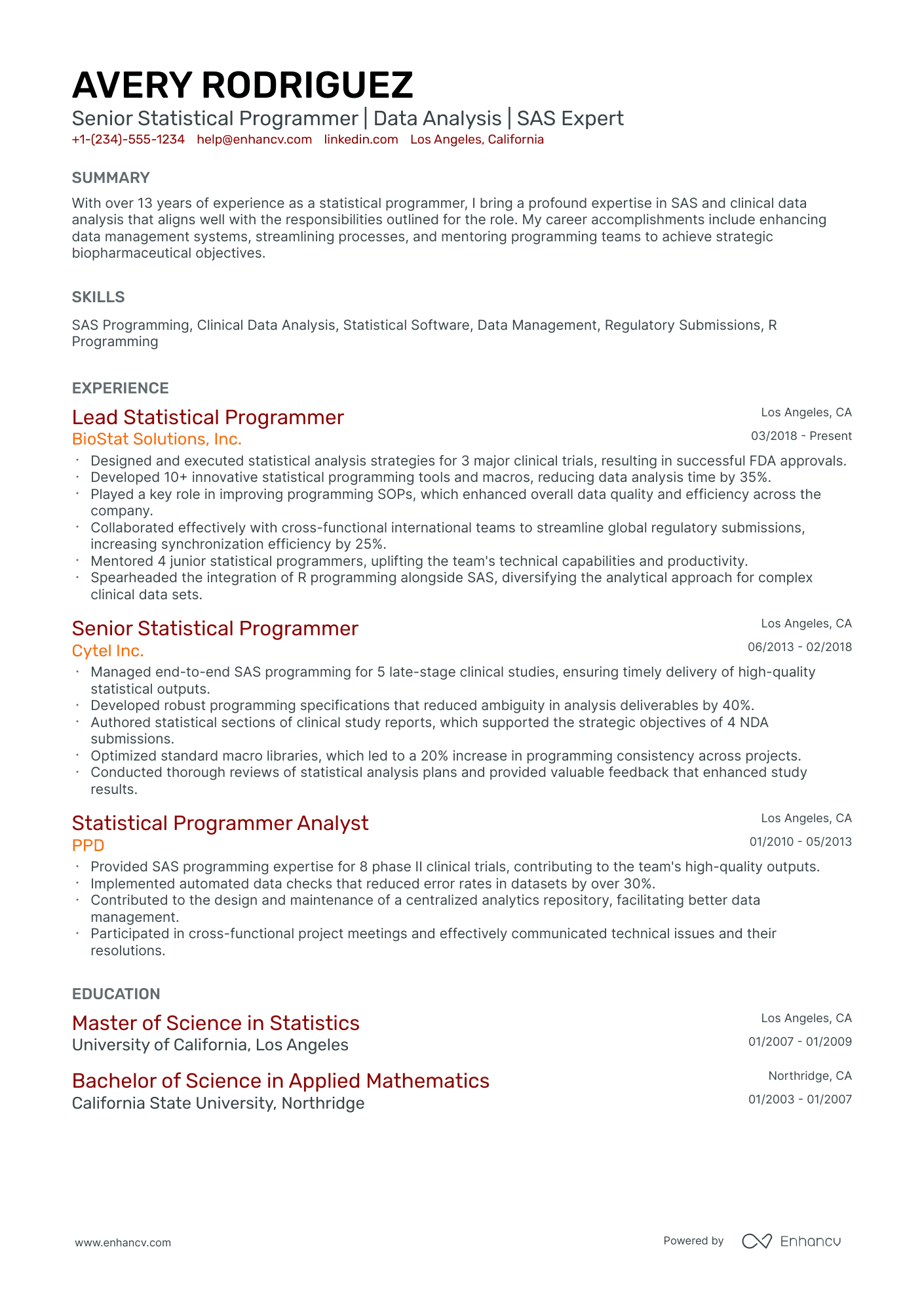 10 Statistical Programmer Resume Examples & Guide for 2026