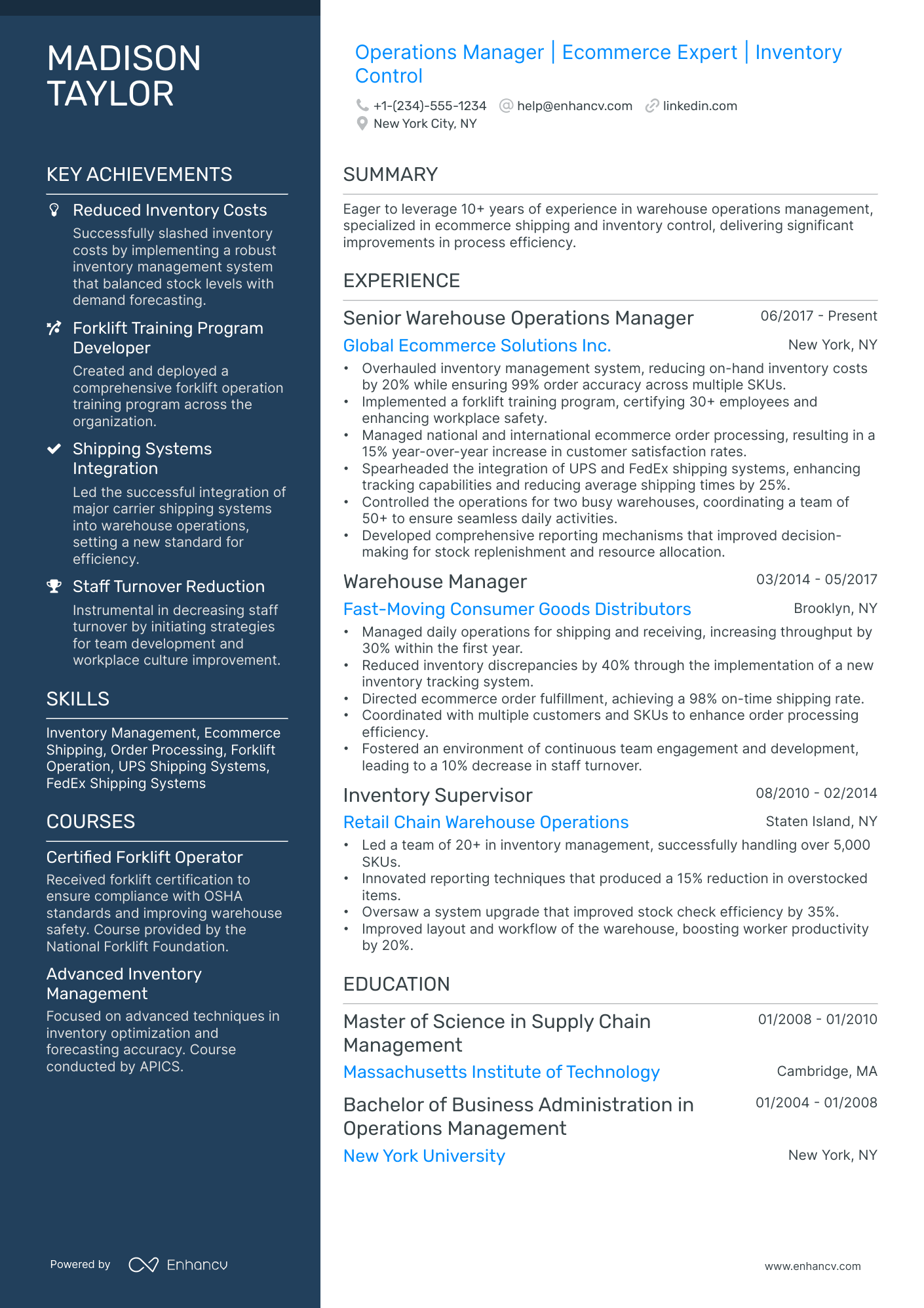10 Warehouse Operations Manager Resume Examples & Guide for 2026