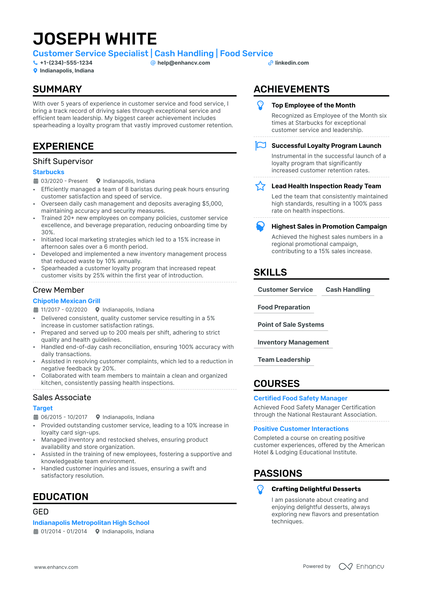 11 Server Resume Examples & Guide for 2024