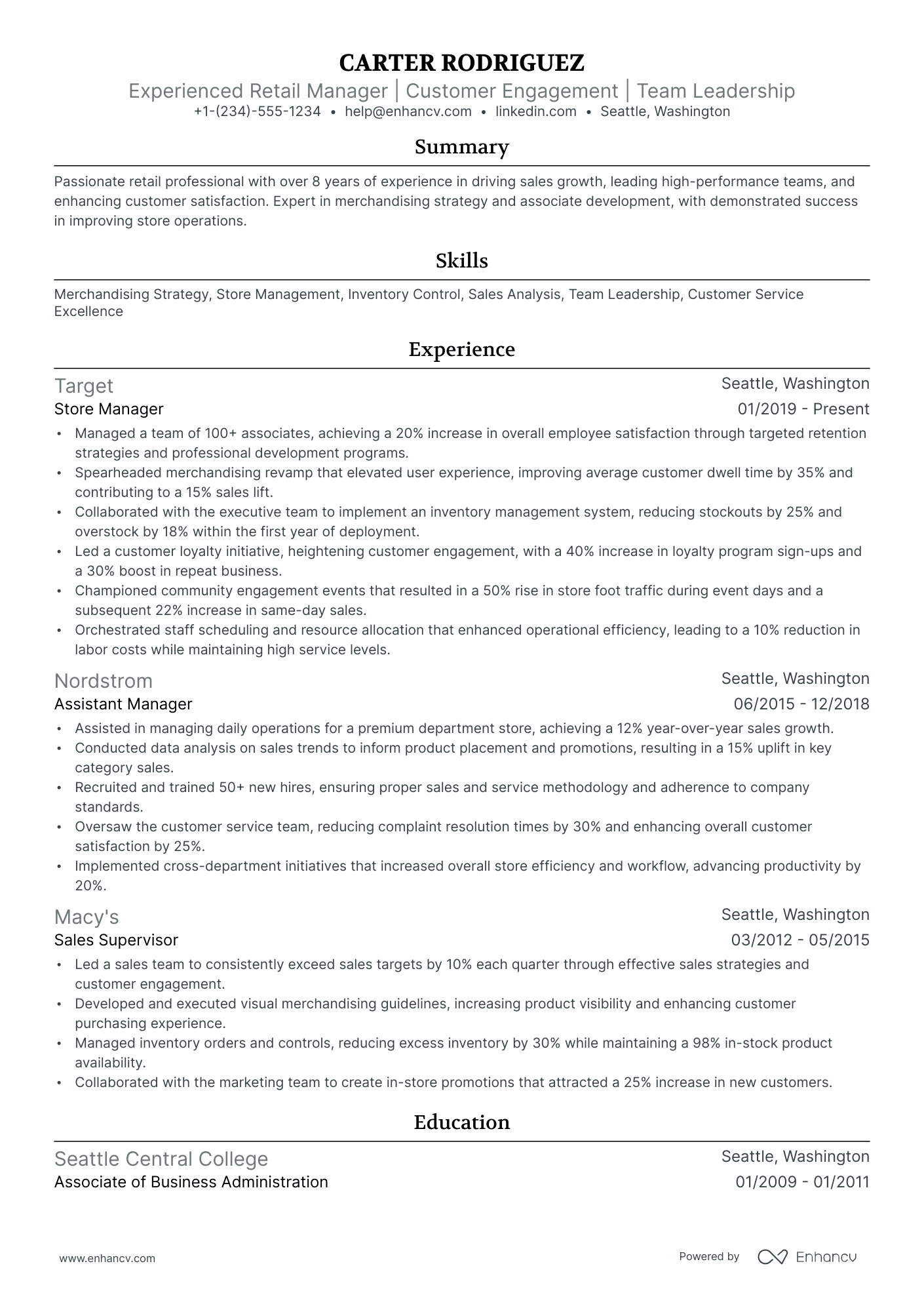 10 Assistant Store Manager Resume Examples, Templates & Guide for 2025