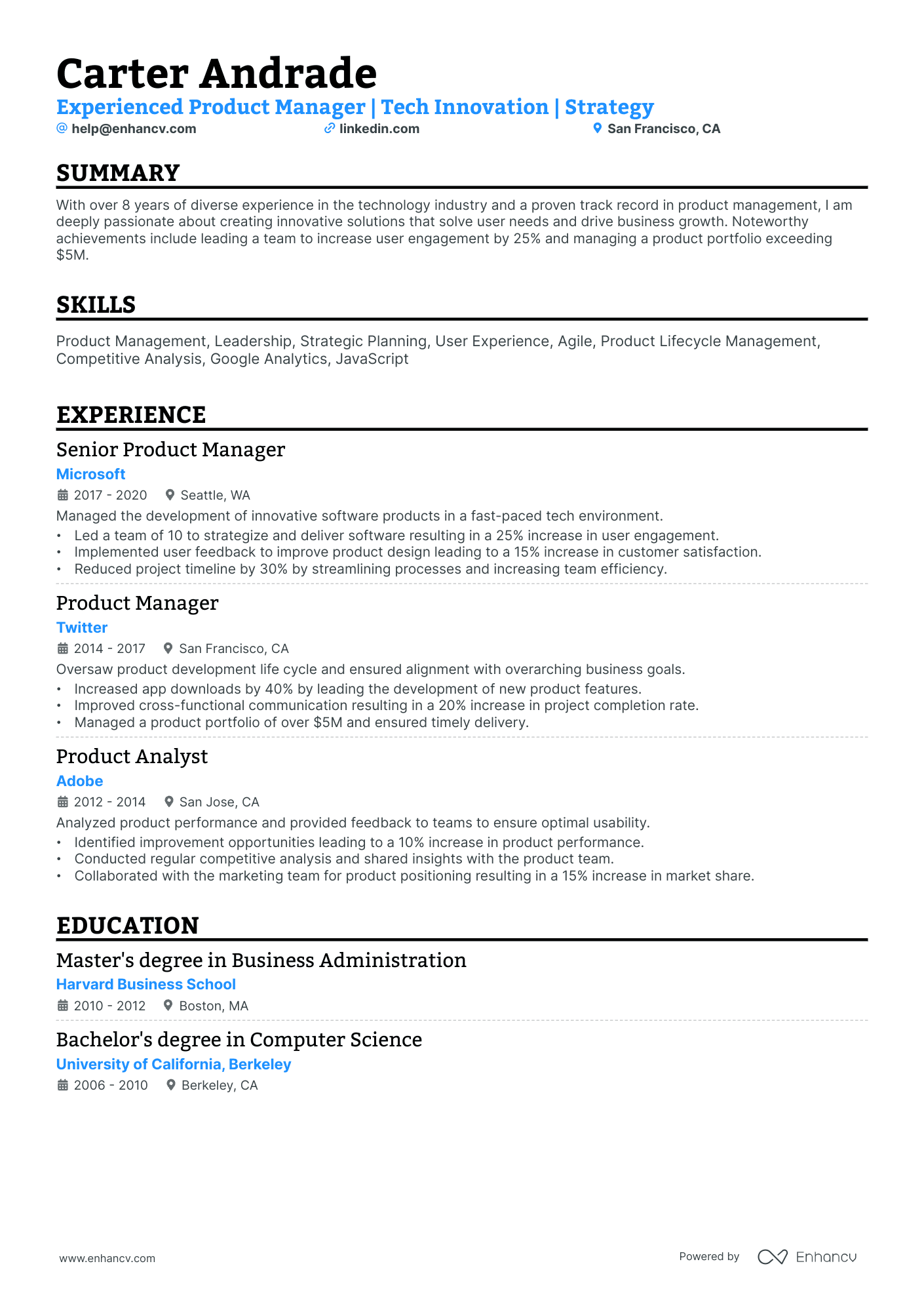 10 Google Product Manager Resume Examples & Guide for 2026