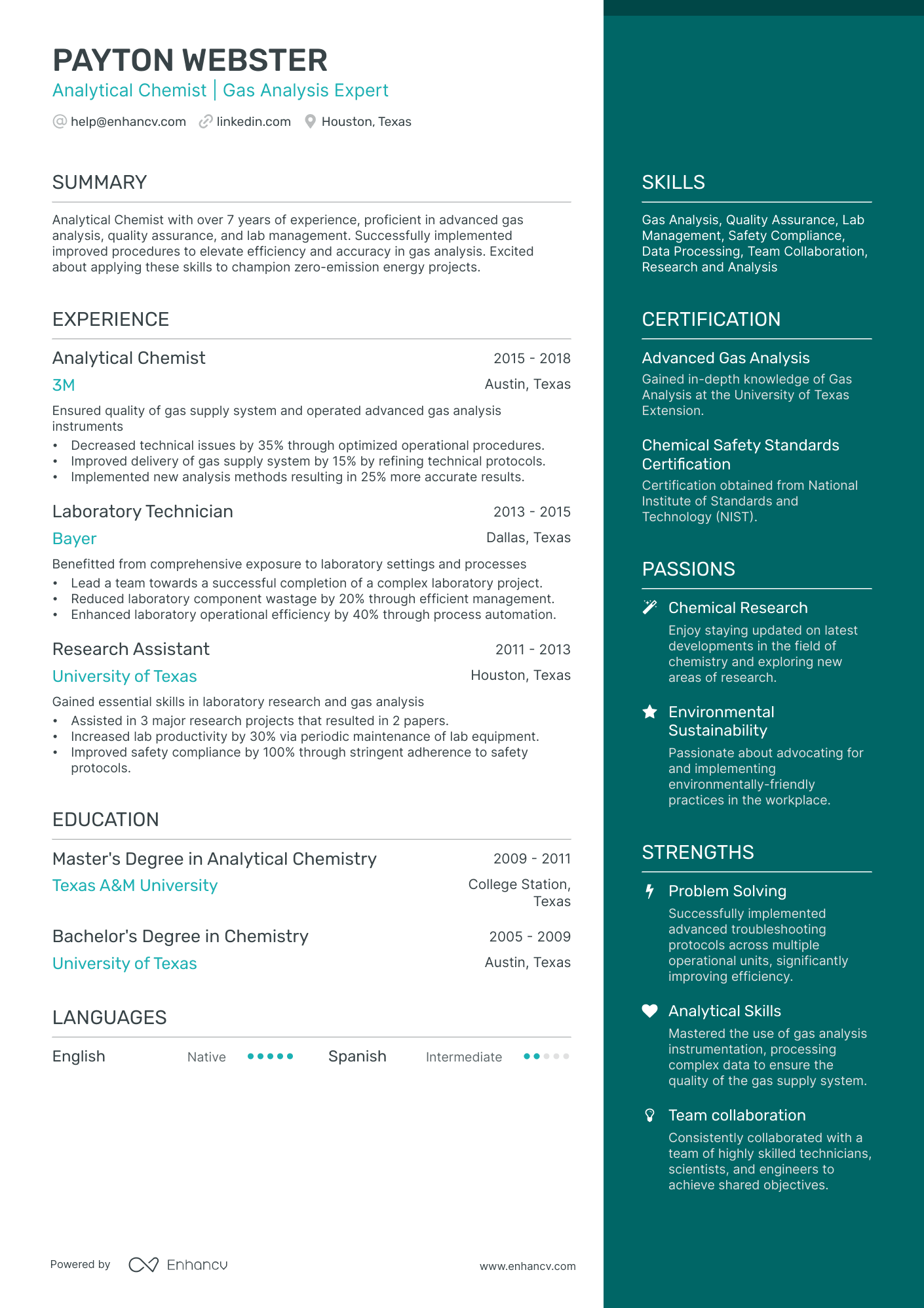 10 Analytical Chemist Resume Examples & Guide for 2026