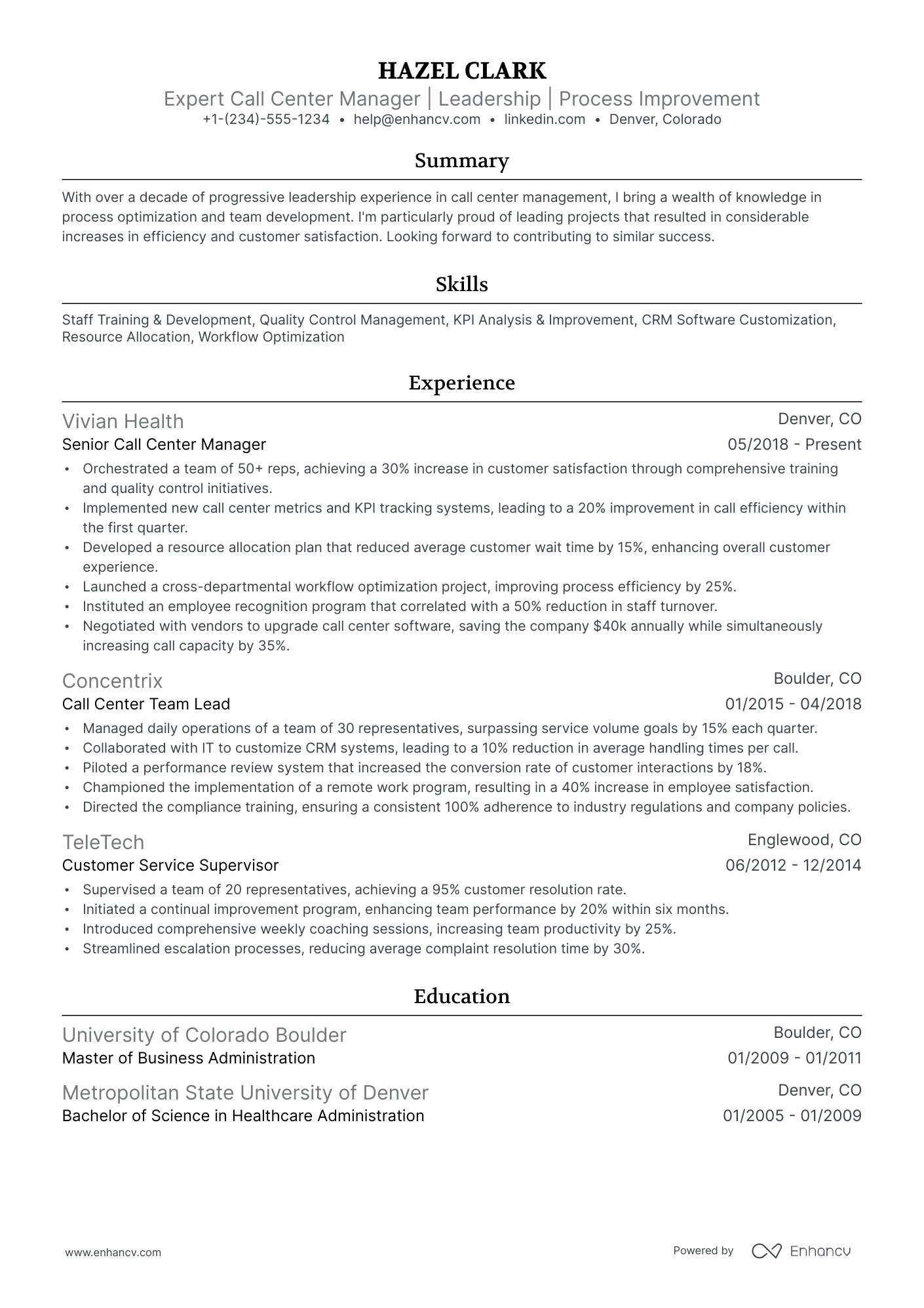 10 Center Manager Resume Examples & Guide for 2026