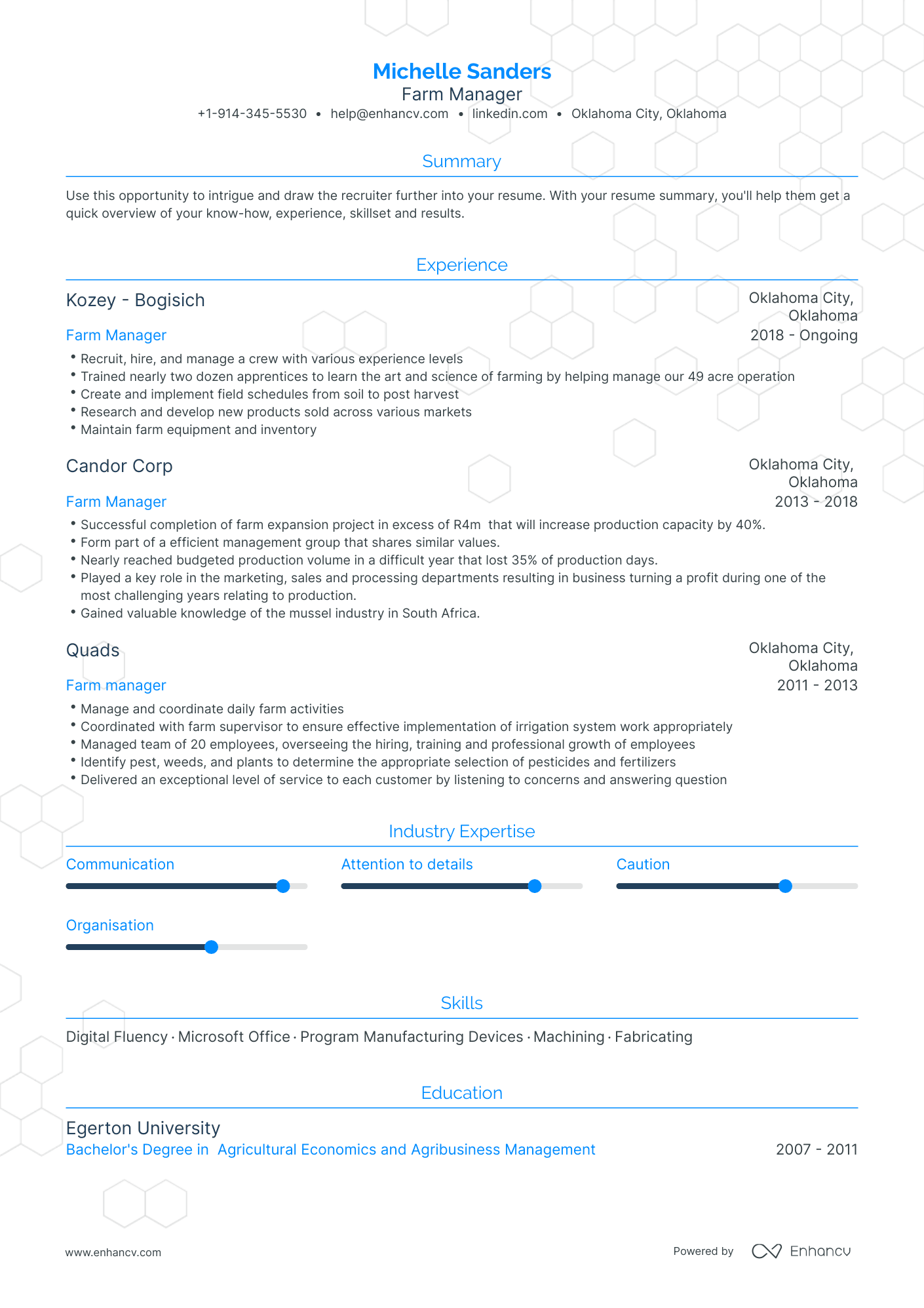 Farm Manager Resume Examples & Guide for 2023 (Layout, Skills, Keywords ...