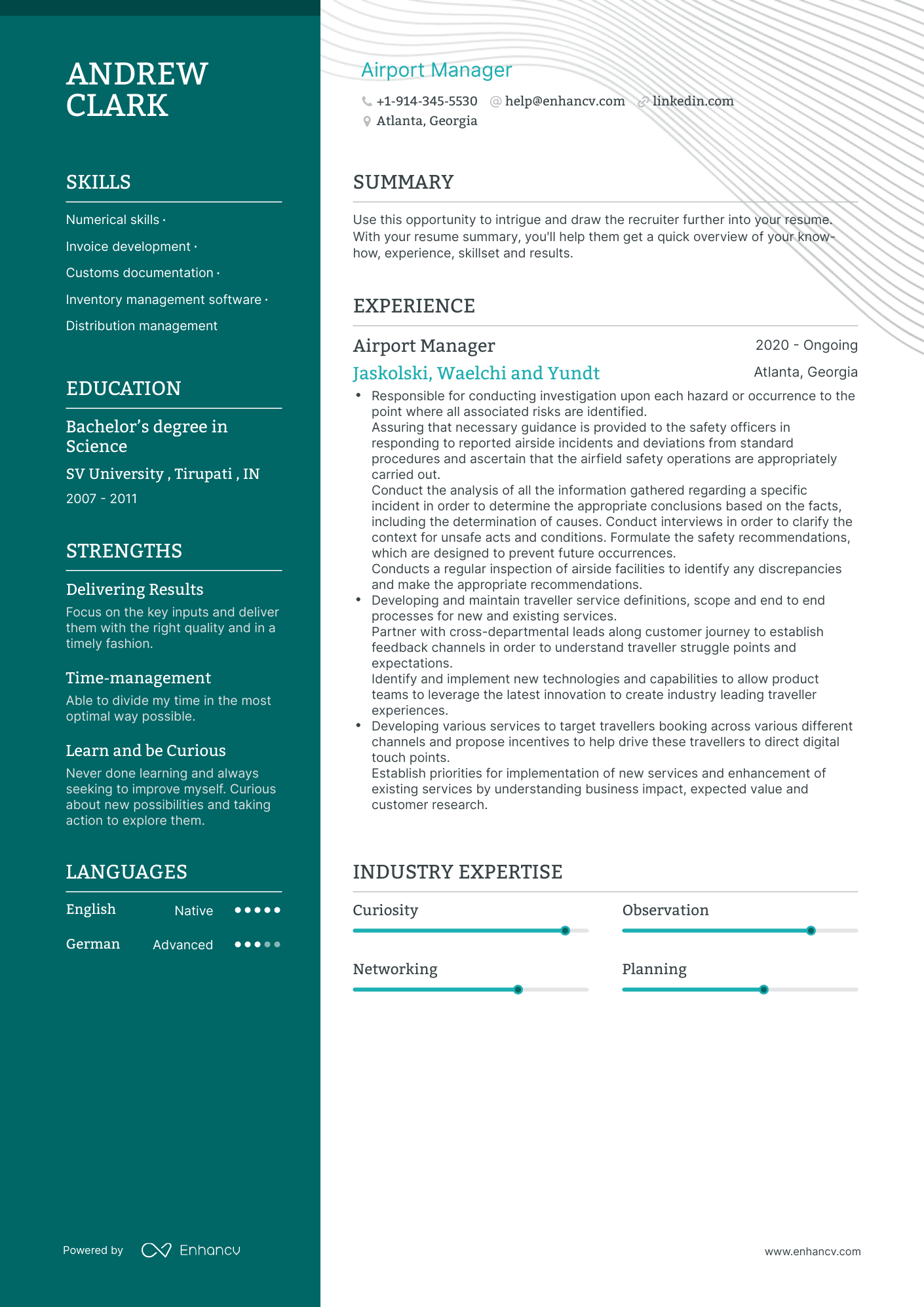 Airport Manager Resume Examples & Guide for 2023 (Layout, Skills ...