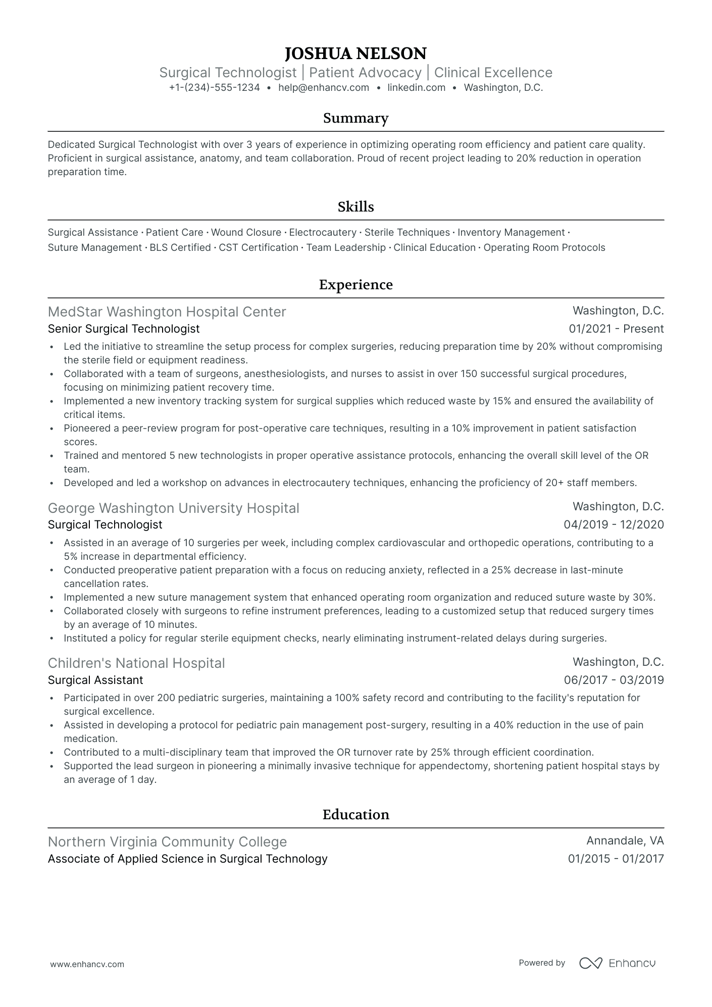 5 Surgical Tech Resume Examples & Guide for 2024