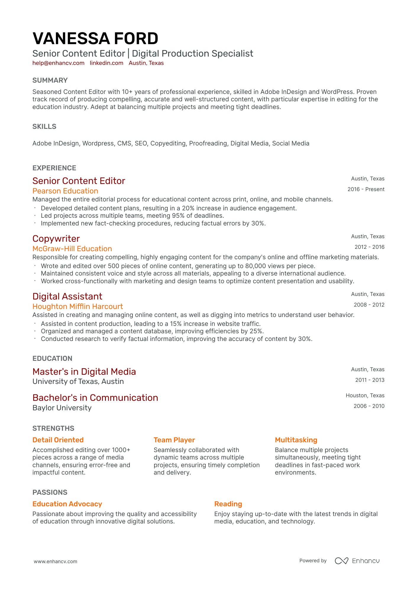 10 Content Editor Resume Examples & Guide for 2025