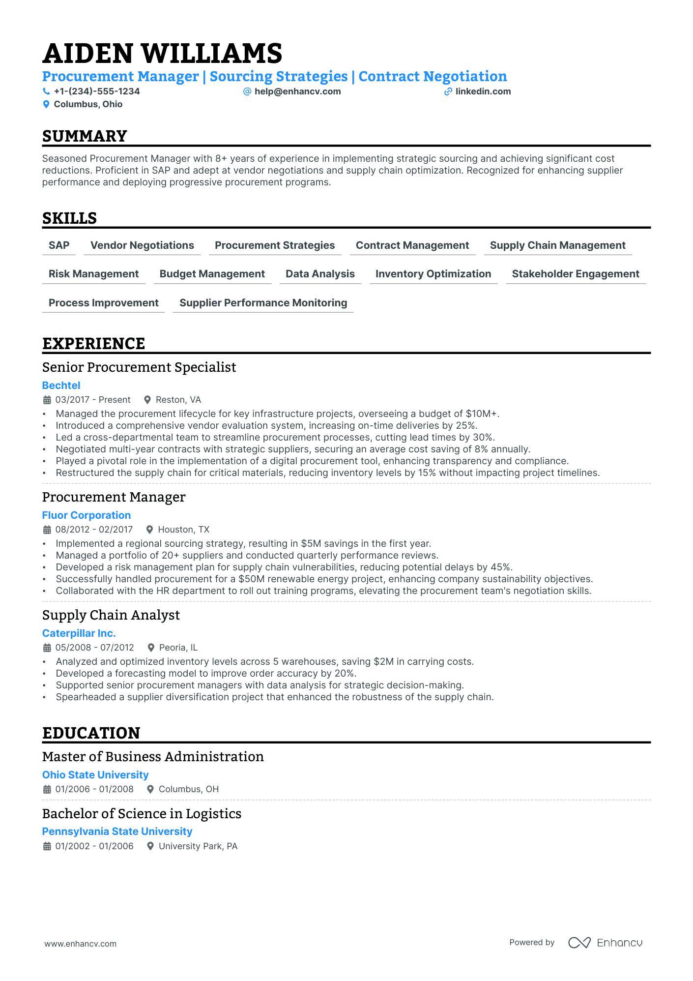 5 Procurement Manager Resume Examples & Guide for 2024