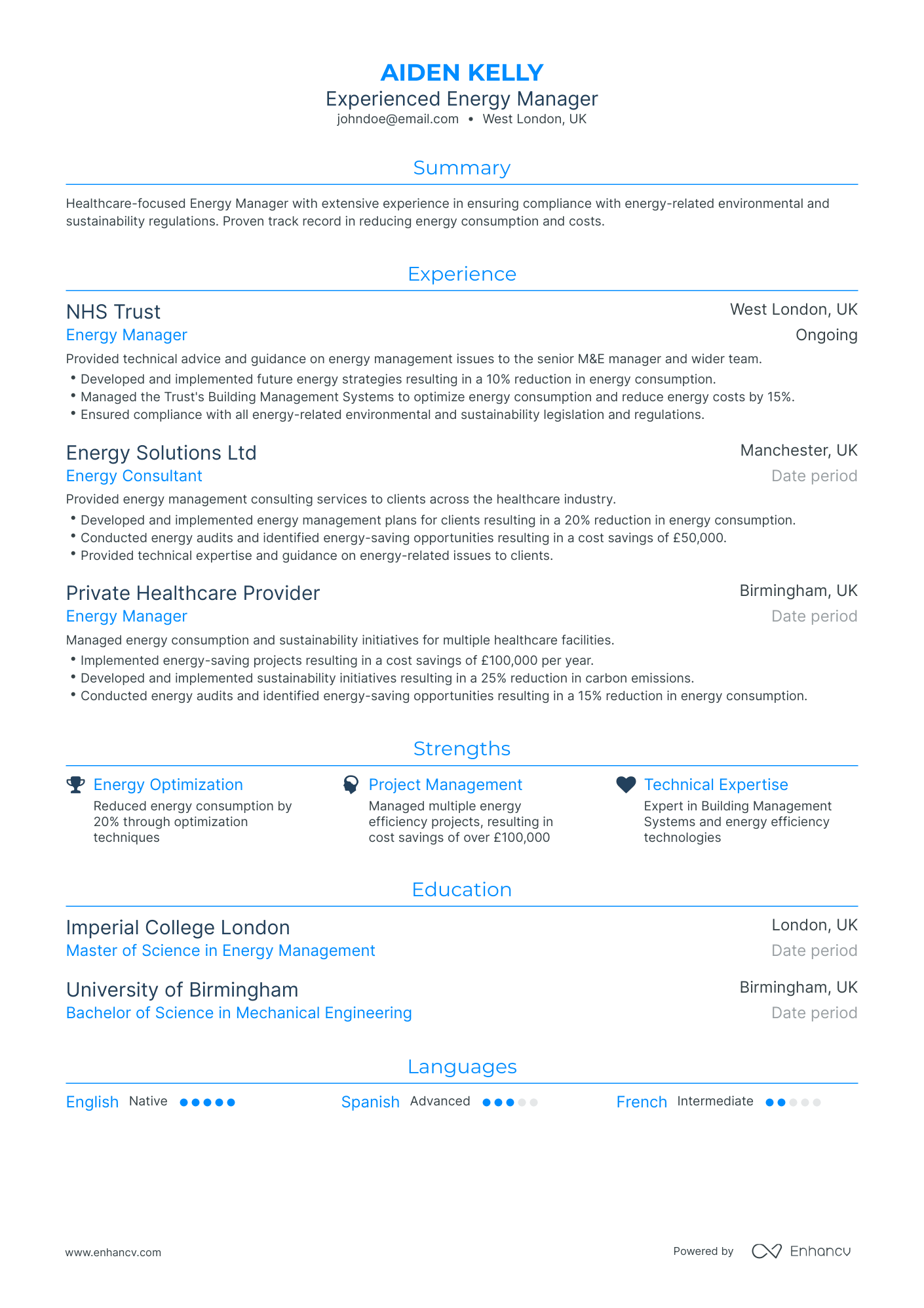 5 Energy Manager Resume Examples & Guide for 2023