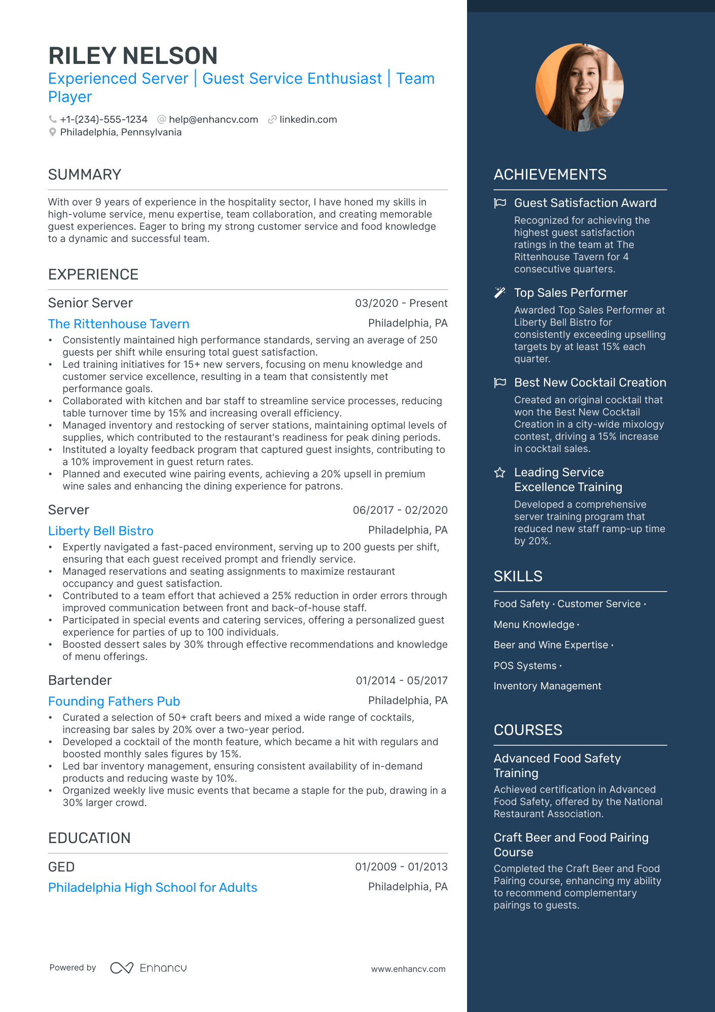 5 Bartender Server Resume Examples & Guide for 2024