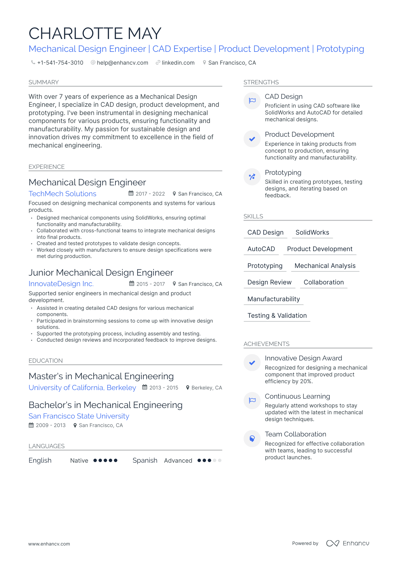 5 Mechanical Design Engineer Resume Examples & Guide for 2024
