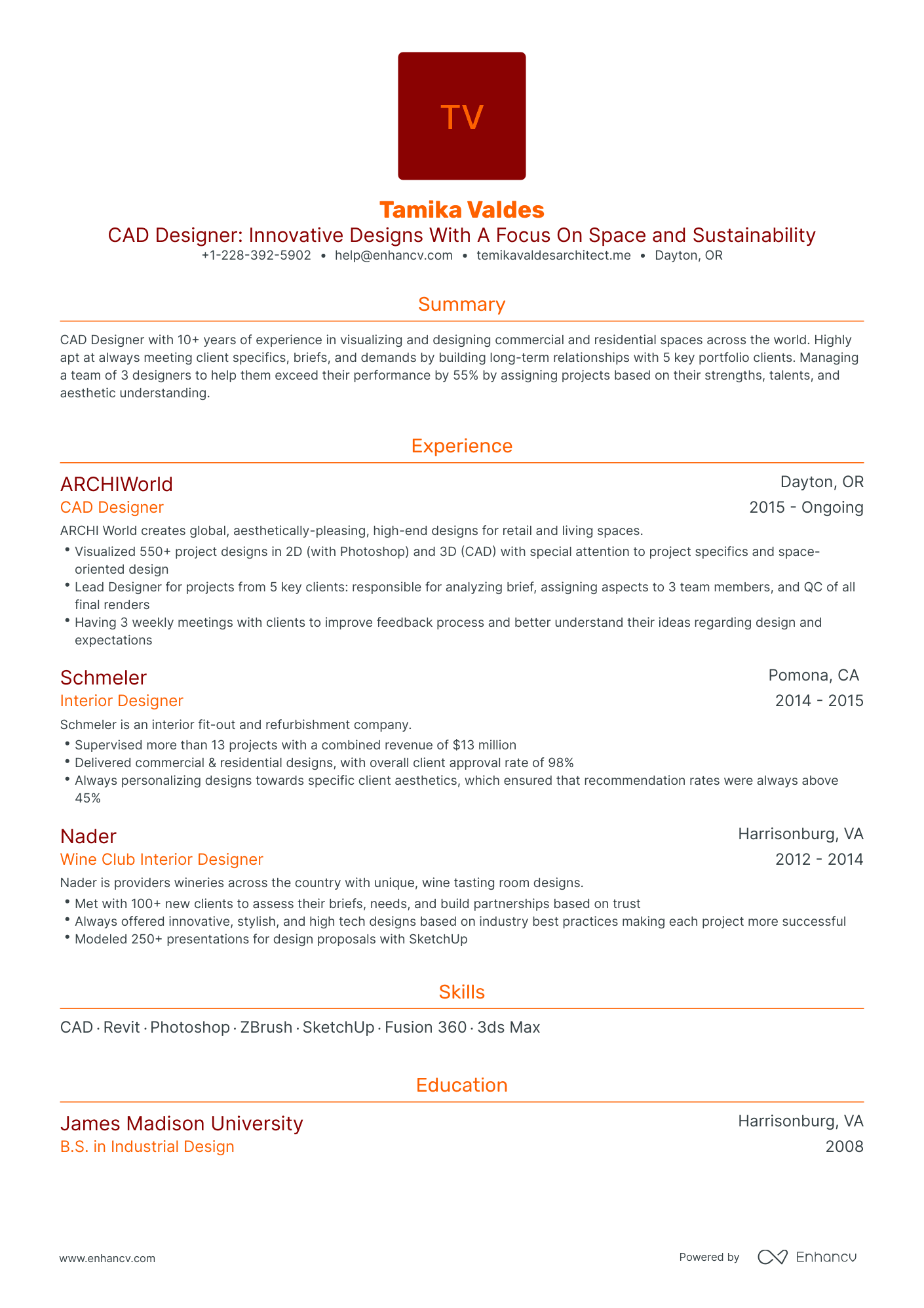5 Cad Designer Resume Examples & Guide for 2023