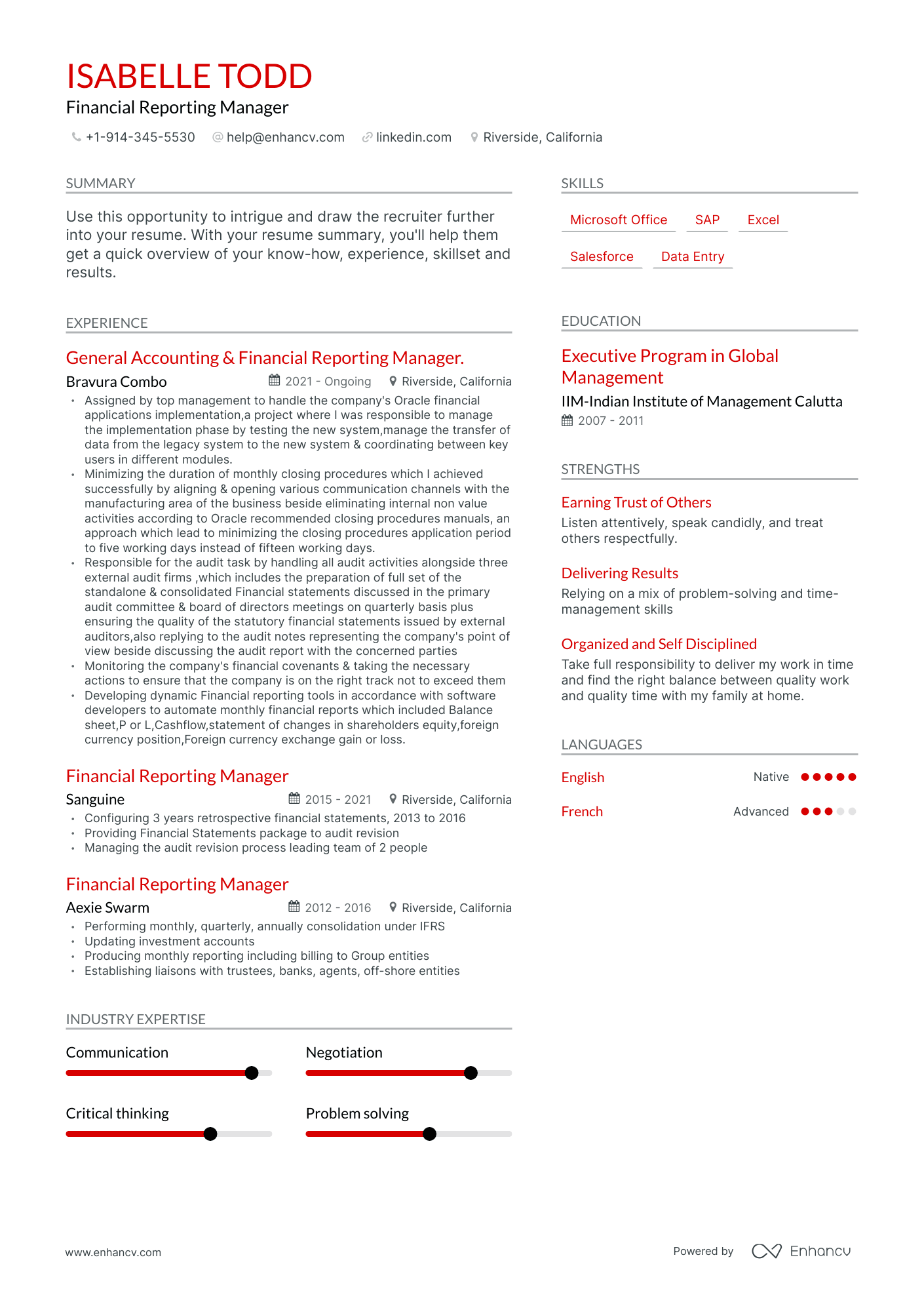 Financial Reporting Manager Resume Examples & Guide for 2023 (Layout ...