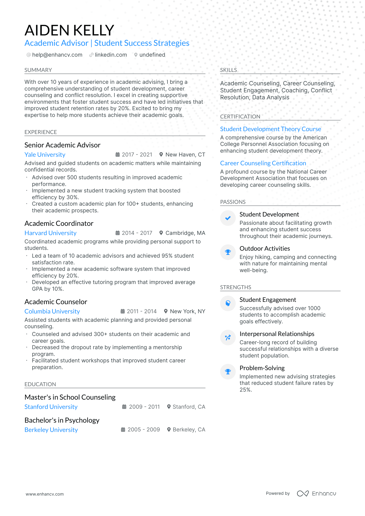 10 Academic Advisor Resume Examples & Guide for 2025