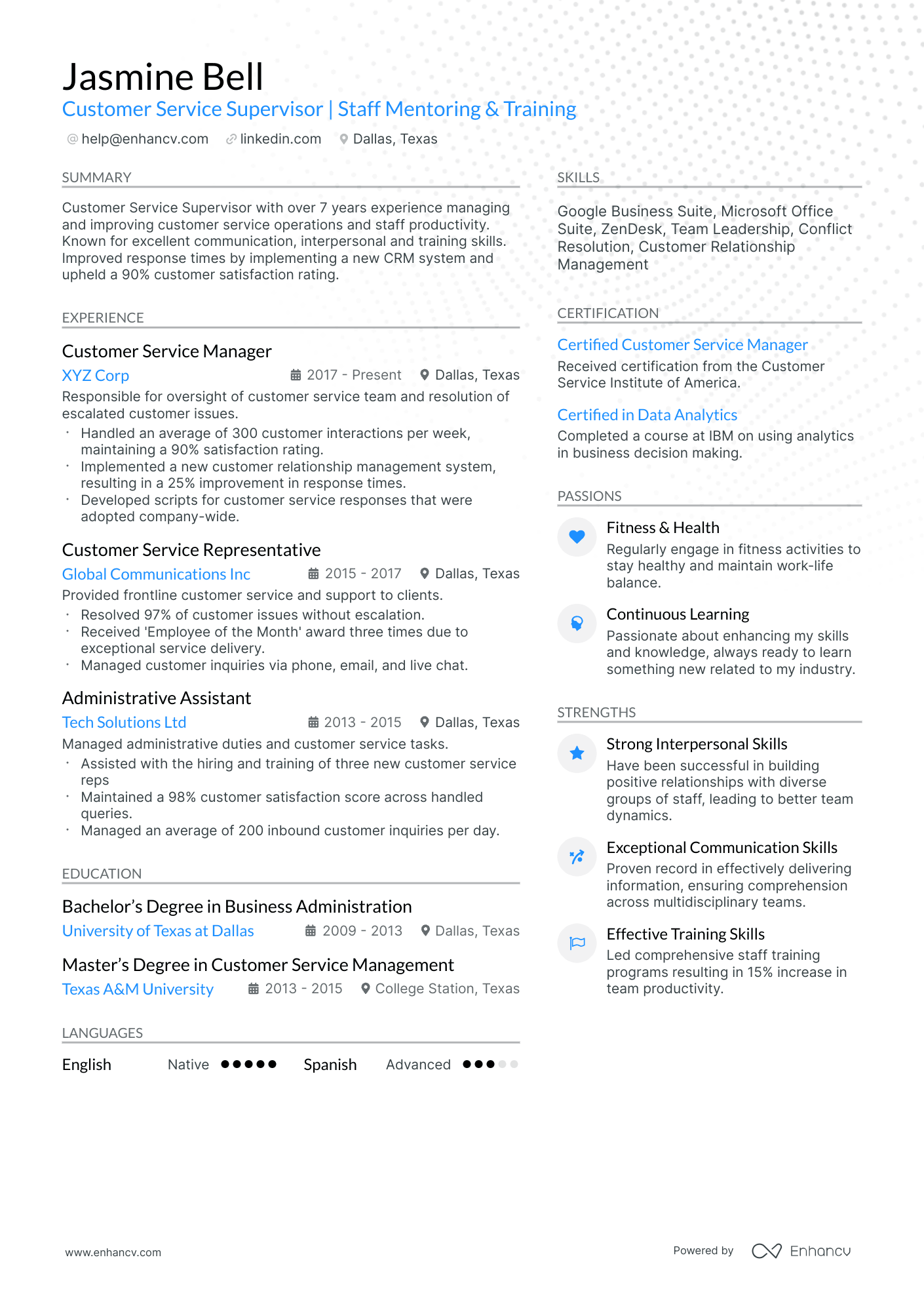 10 Customer Service Supervisor Resume Examples & Guide for 2025