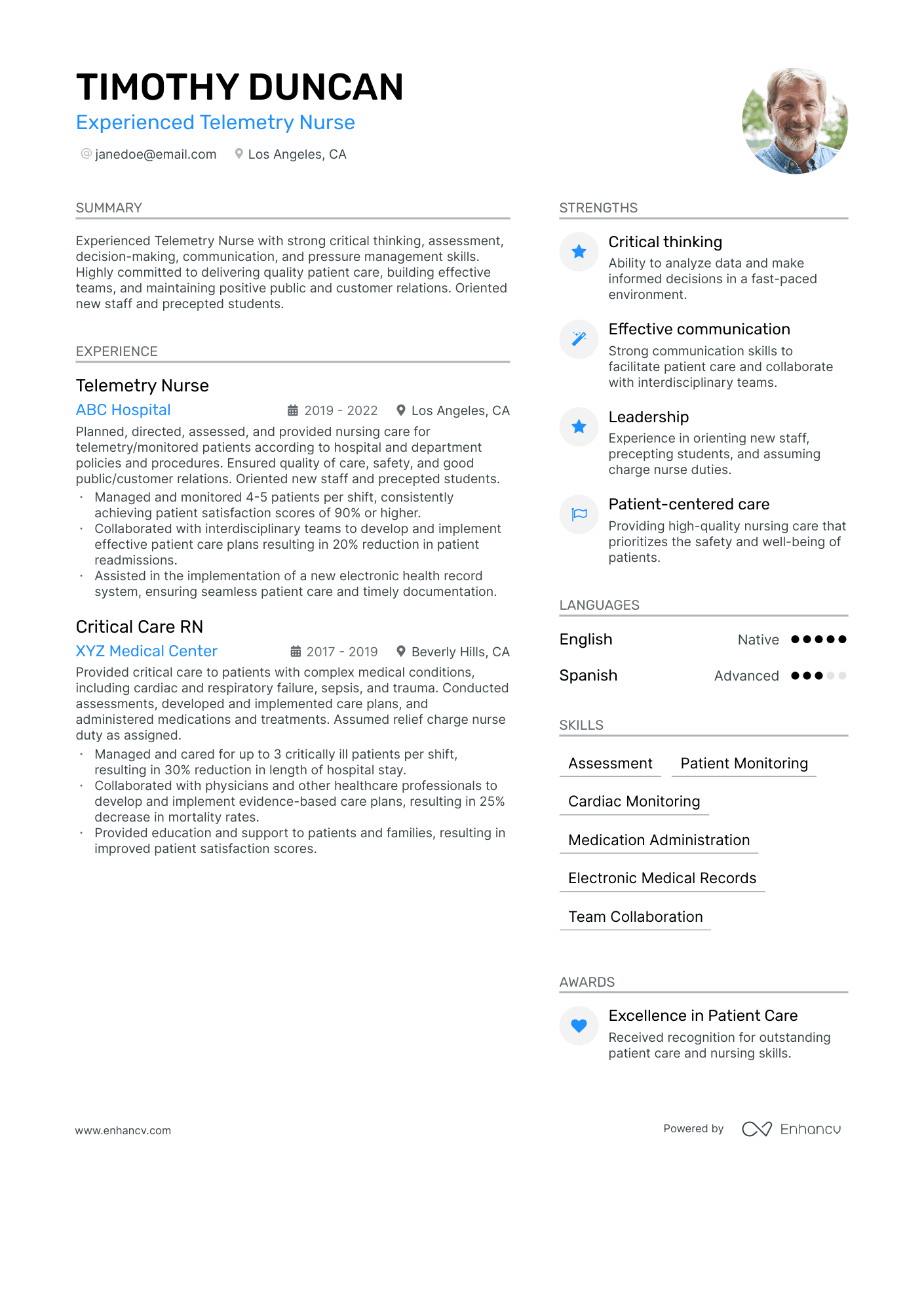 5 Telemetry Nurse Resume Examples & Guide for 2024