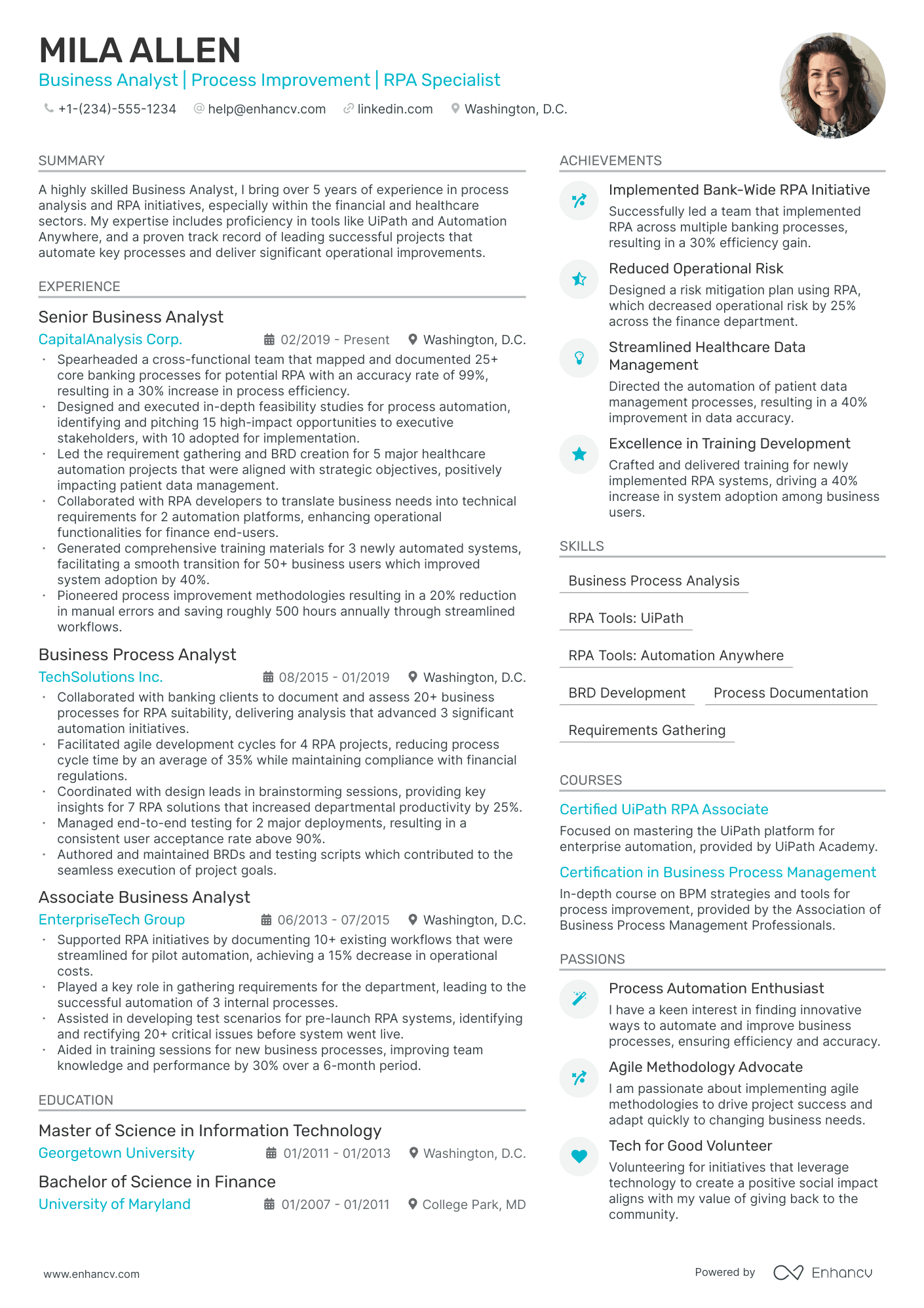 5 Rpa Business Analyst Resume Examples & Guide for 2024
