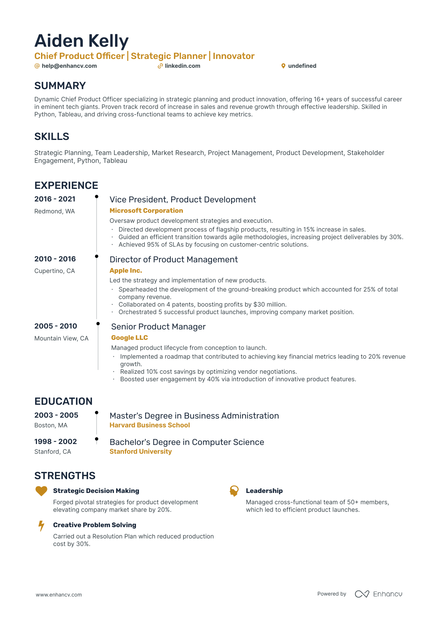 10 Chief Product Officer Resume Examples & Guide for 2025