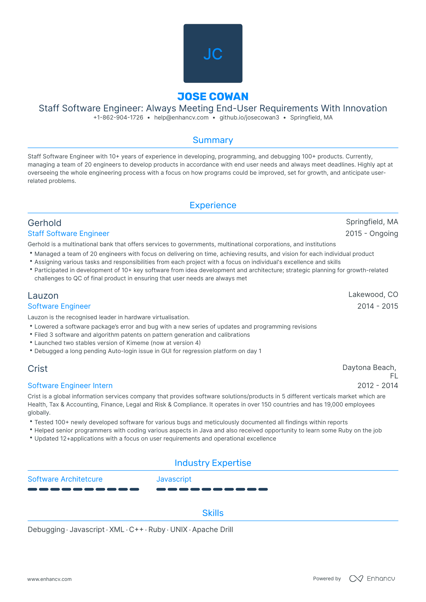 5 Staff Software Engineer Resume Examples & Guide for 2024