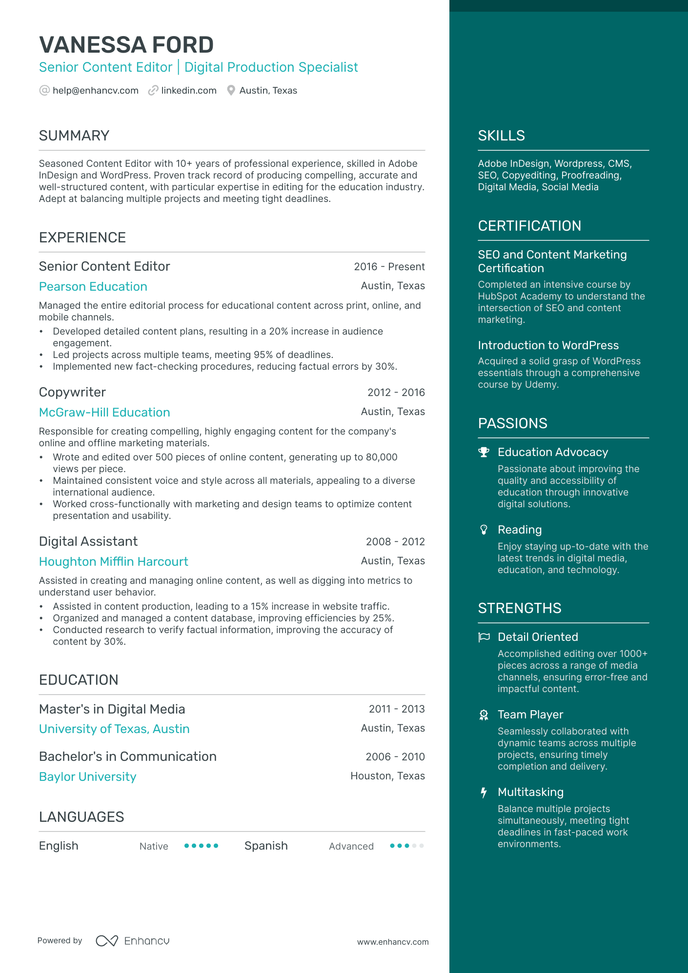 10 Content Editor Resume Examples & Guide for 2025