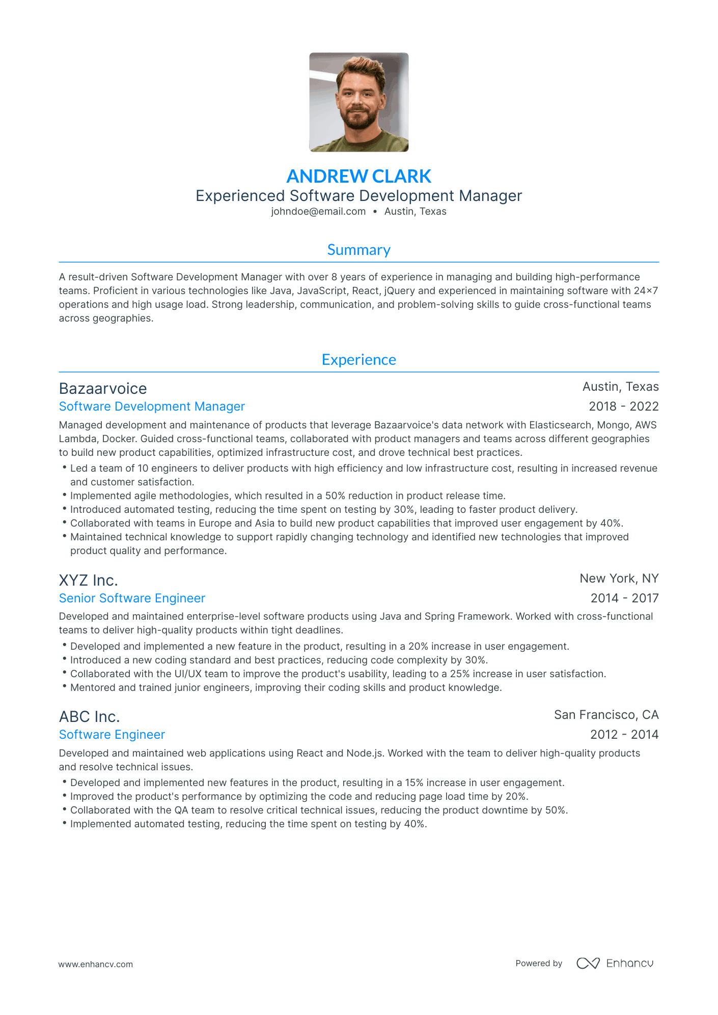 5 Software Development Manager Resume Examples & Guide for 2024