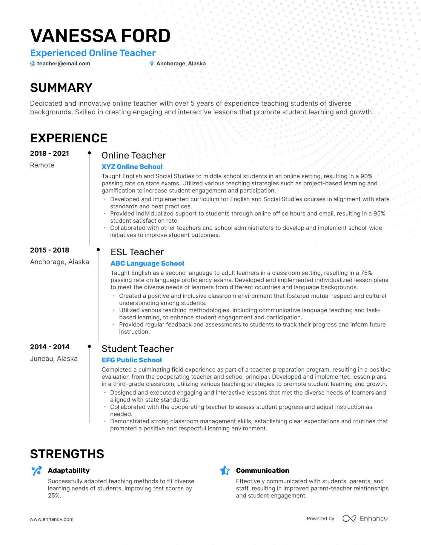 3 Online Teacher Resume Examples & Guide for 2024