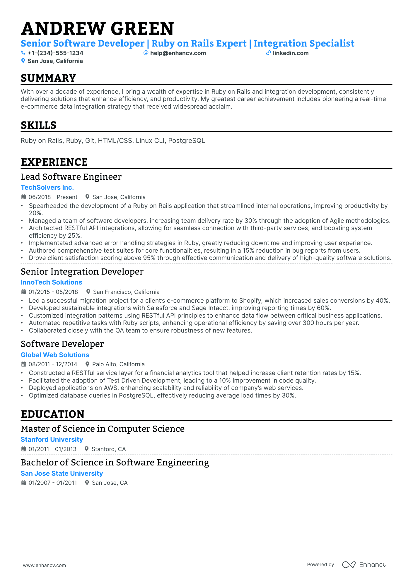 10 Ruby On Rails Developer Resume Examples & Guide for 2026