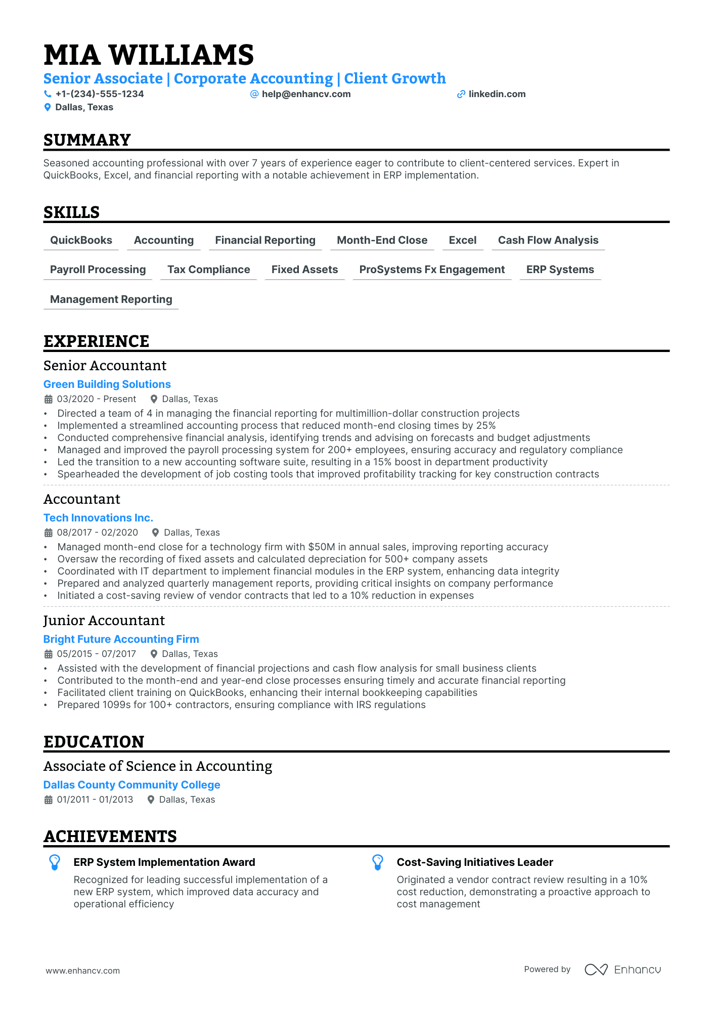 5 Corporate Accounting Resume Examples & Guide for 2024