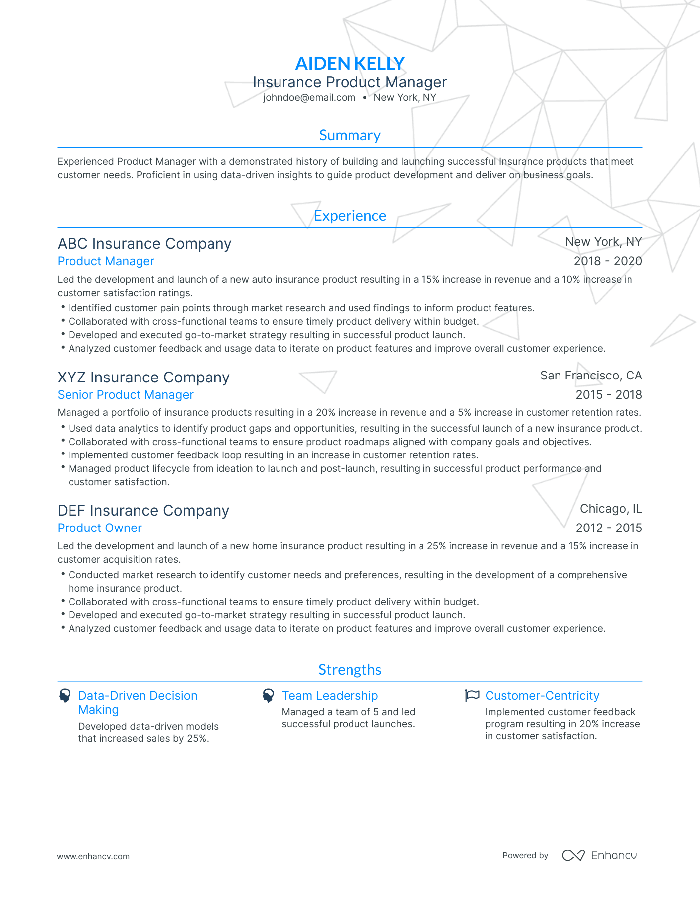 5 Insurance Product Manager Resume Examples & Guide for 2024