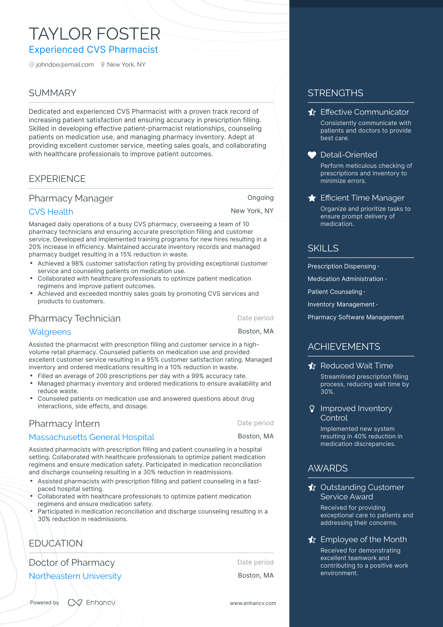 10 Pharmacist Resume Examples & Guide for 2024