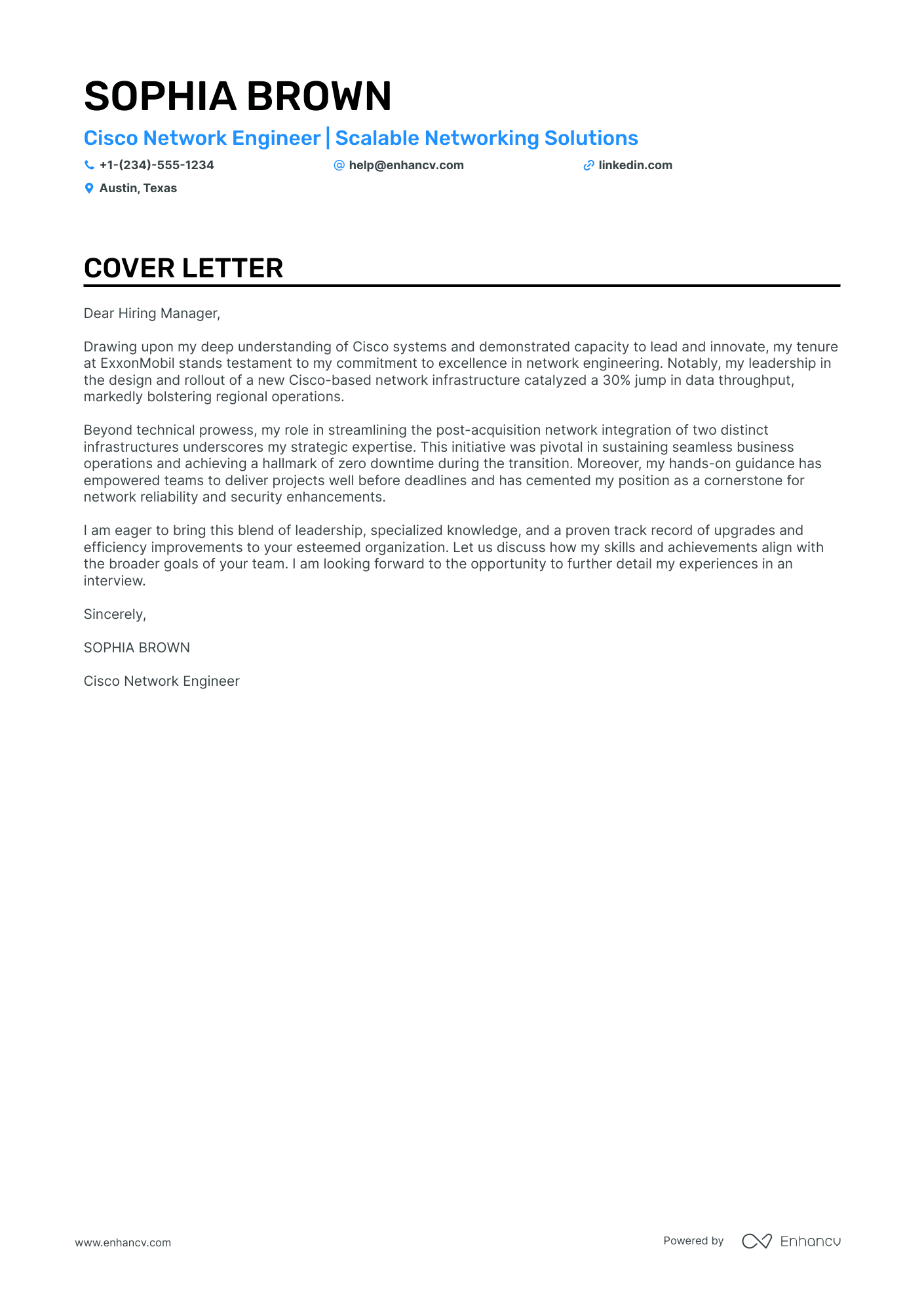 15 Professional Network Engineer Cover Letter Examples and Template for ...