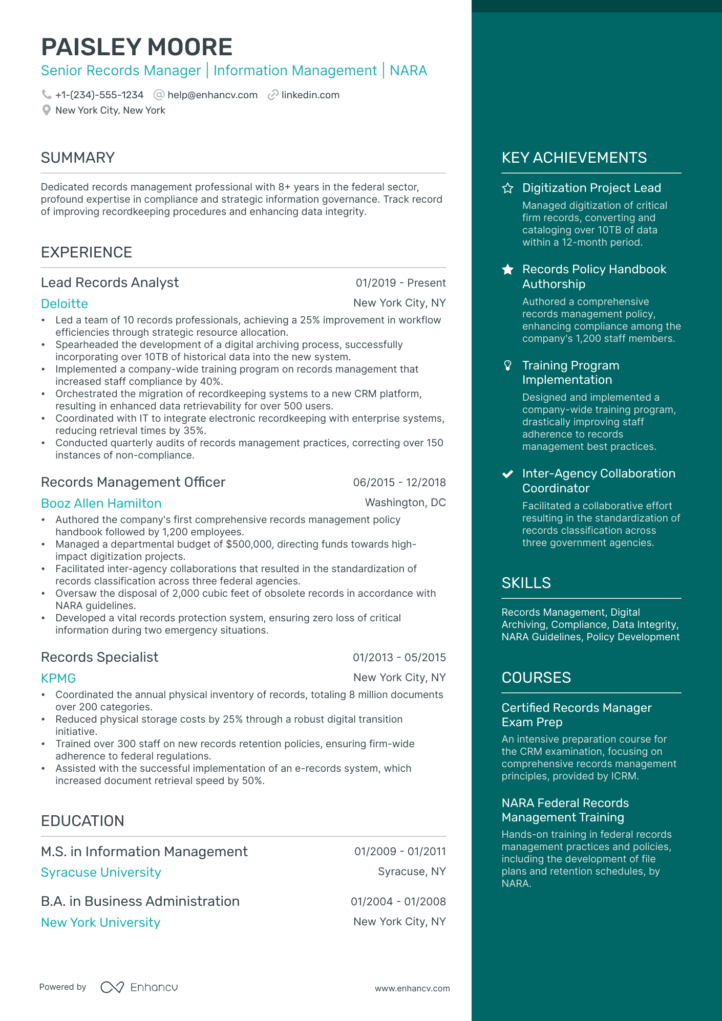 10 Records Manager Resume Examples & Guide for 2026