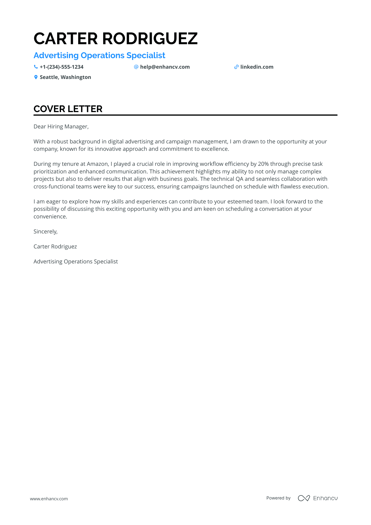 7 Professional Advertising Cover Letter Examples and Template for 2026 ...