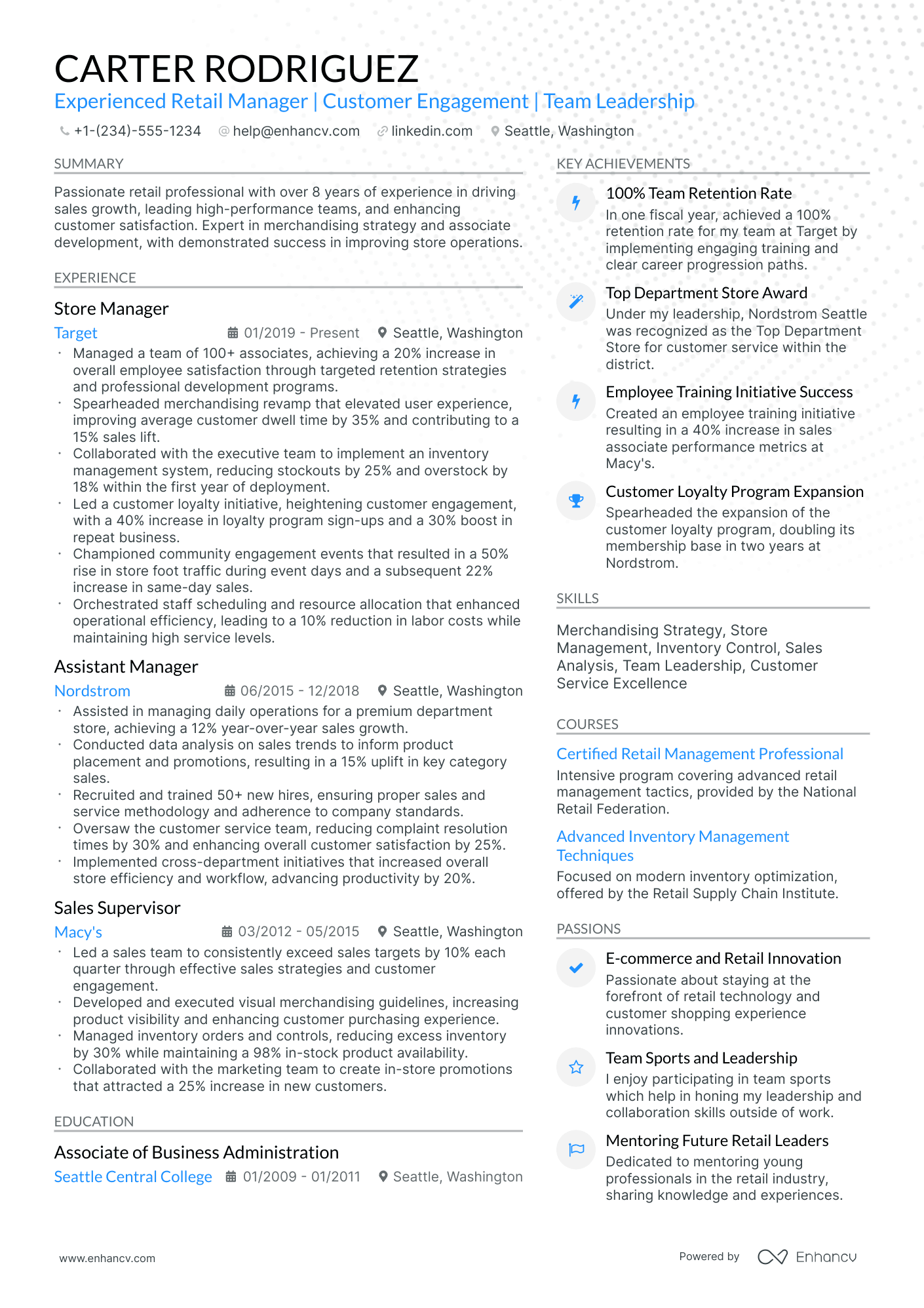 10 Assistant Store Manager Resume Examples, Templates & Guide for 2025