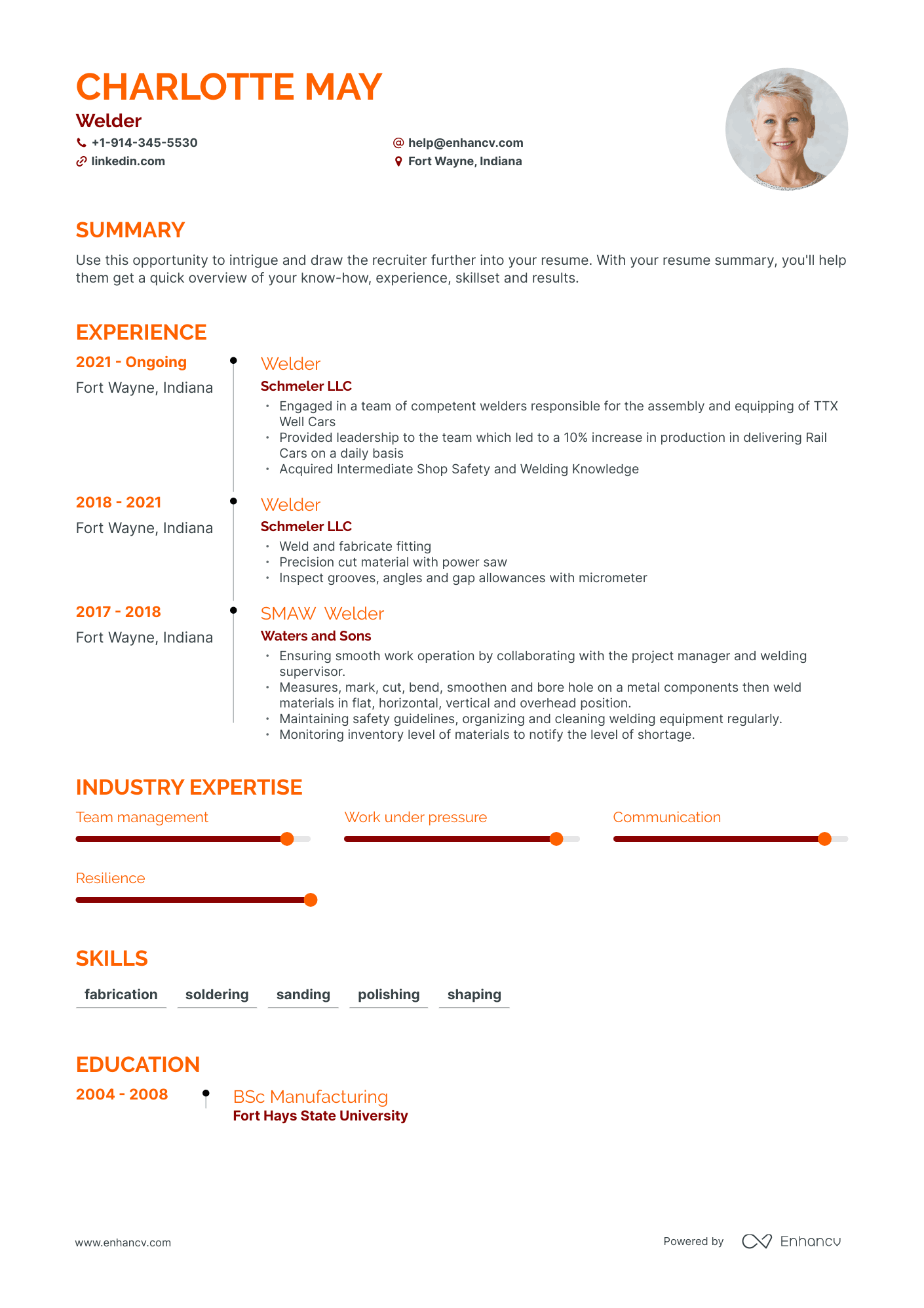 Welder Resume Examples Guide & Pro Tips | Enhancv (Layout, Skills ...