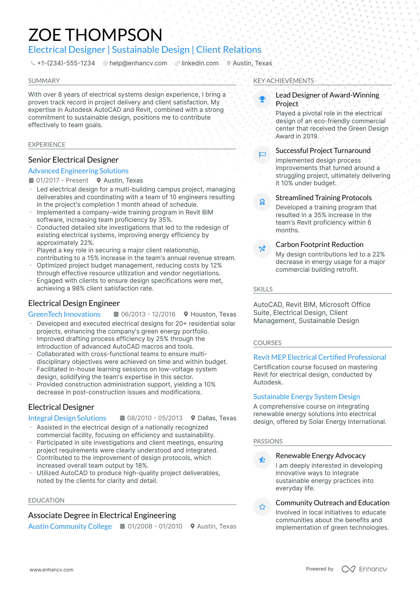 10 Electrical Designer Resume Examples & Guide for 2026