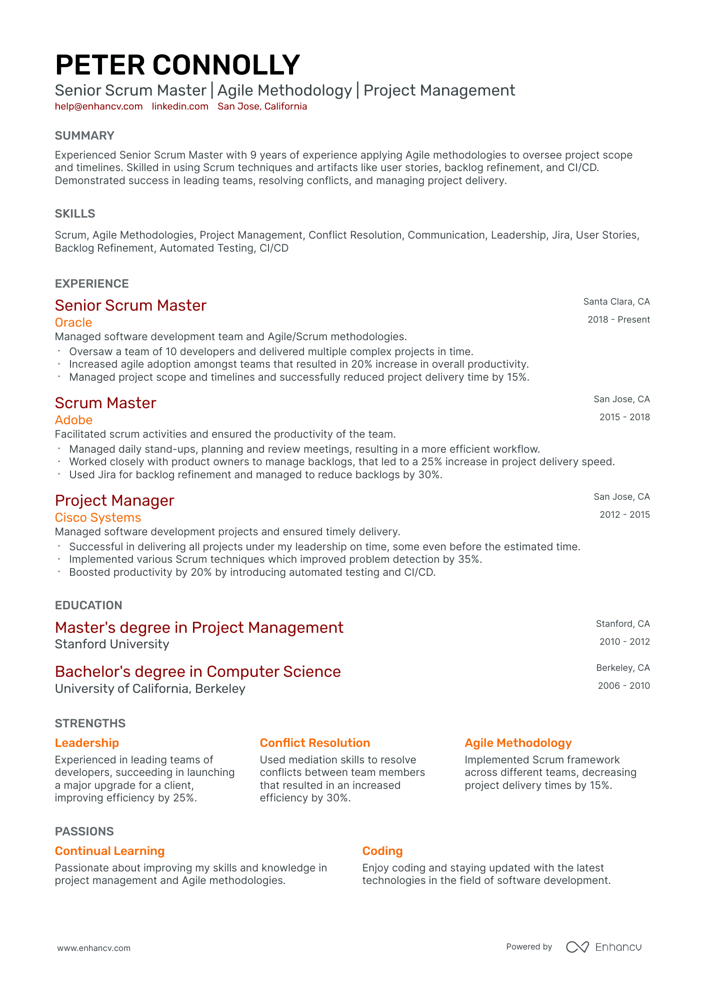 10 Senior Scrum Master Resume Examples & Guide for 2026