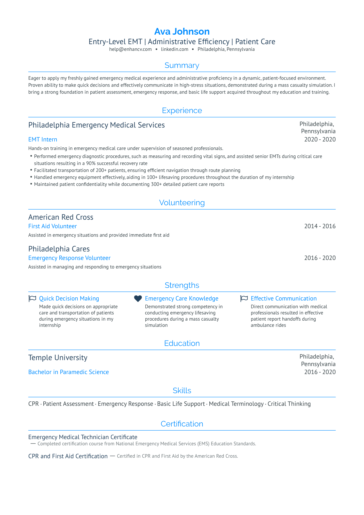 5 Emergency Medical Technician (EMT) Resume Examples & Guide for 2024