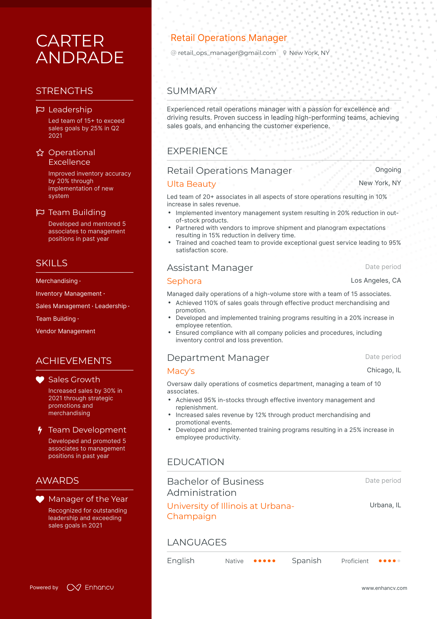 5 Retail Operations Manager Resume Examples & Guide for 2024