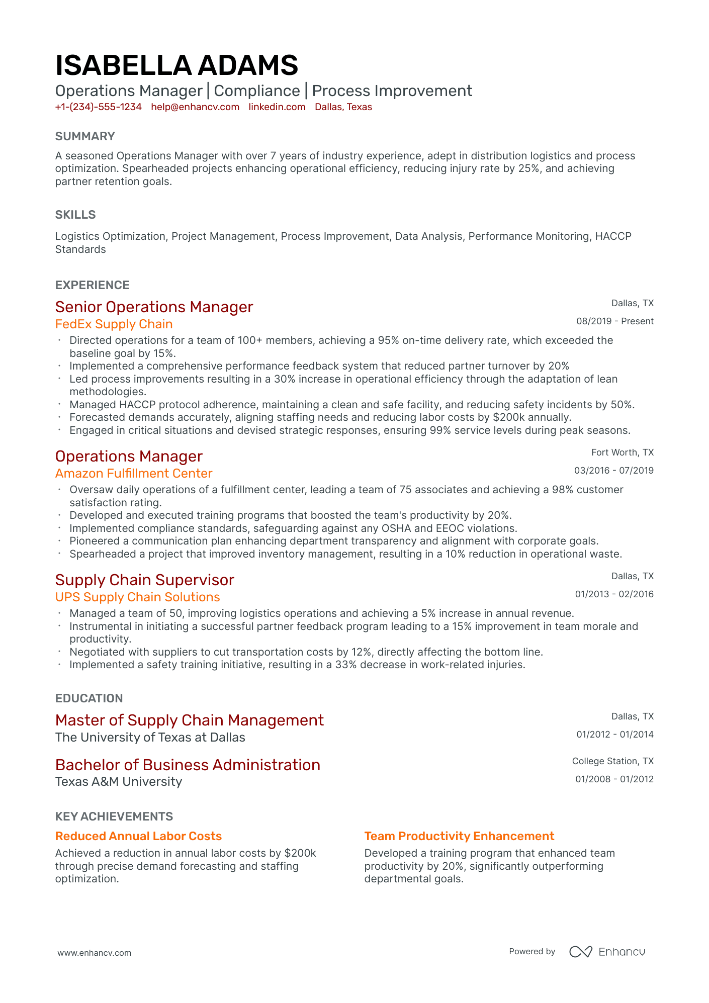 10 Transportation Operations Manager Resume Examples & Guide for 2025