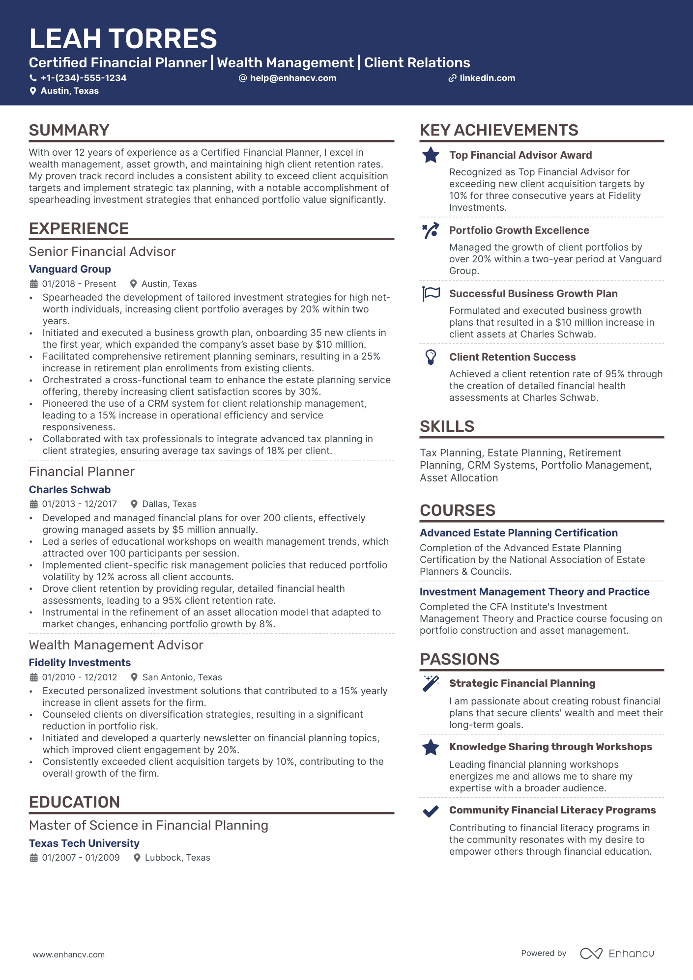 10 Certified Financial Planner Resume Examples & Guide for 2026