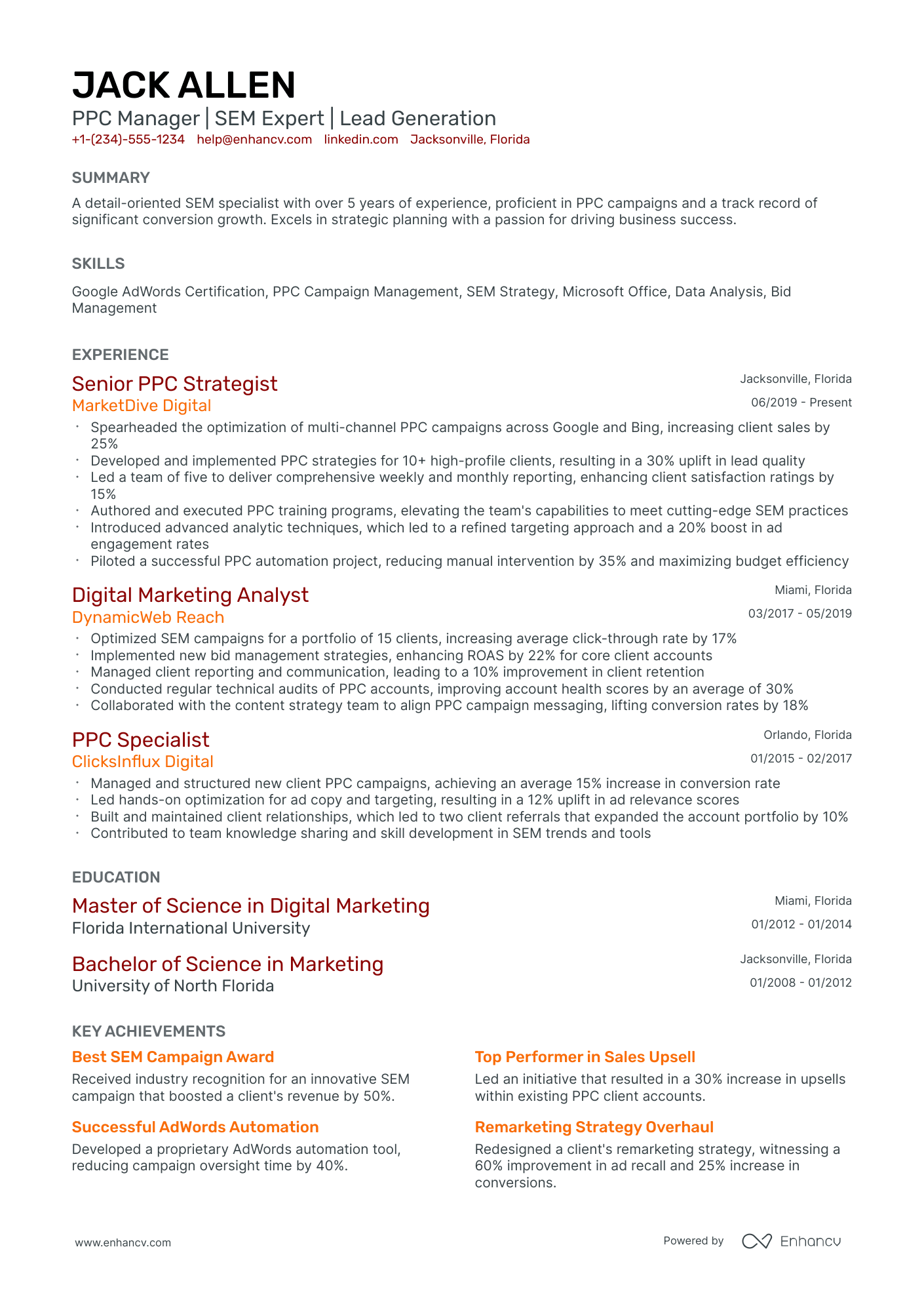 10 PPC Manager Resume Examples & Guide for 2025